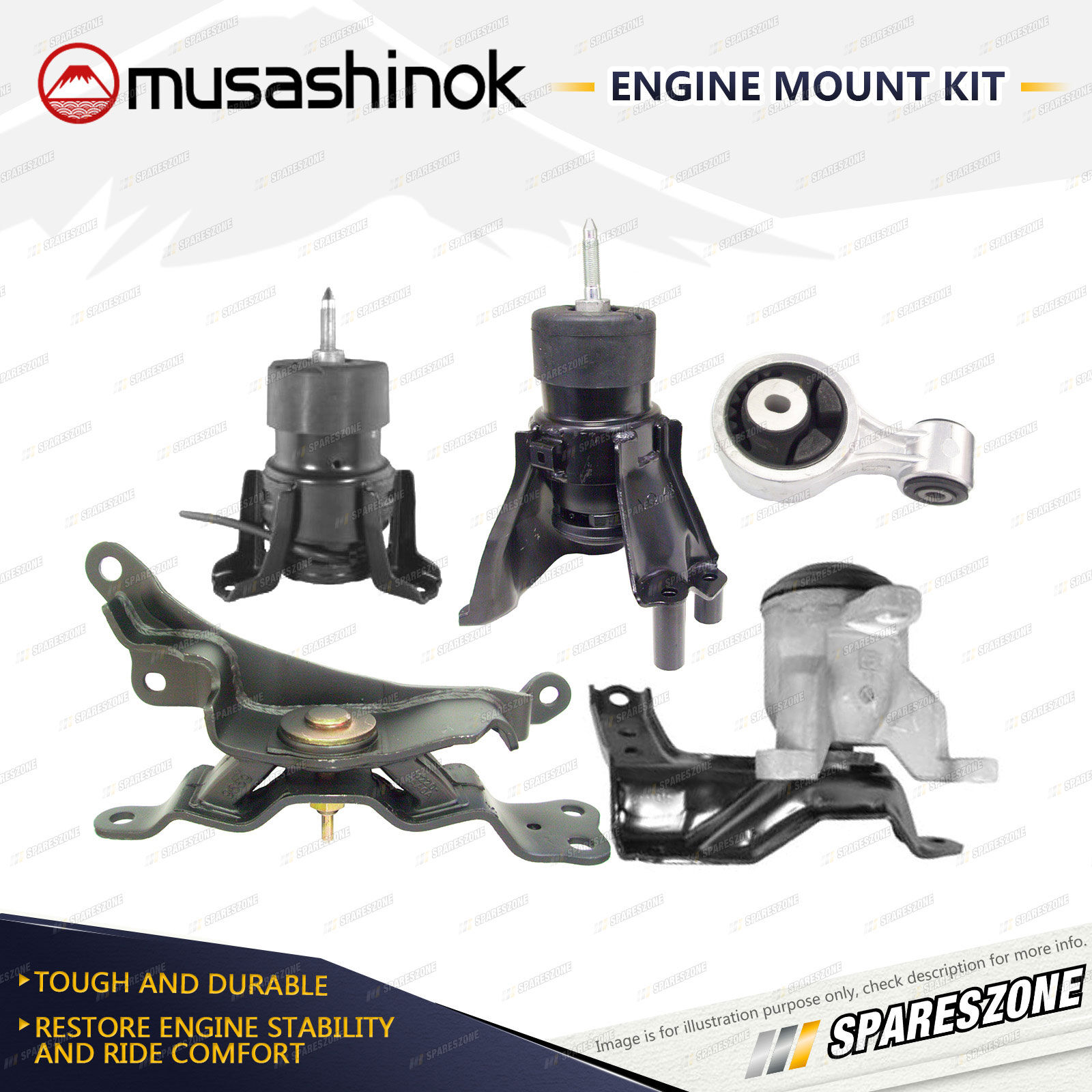 Musashinok Full Engine Mount Kit for Nissan Elgrand E52 3.5L V6 VQ35DE ...
