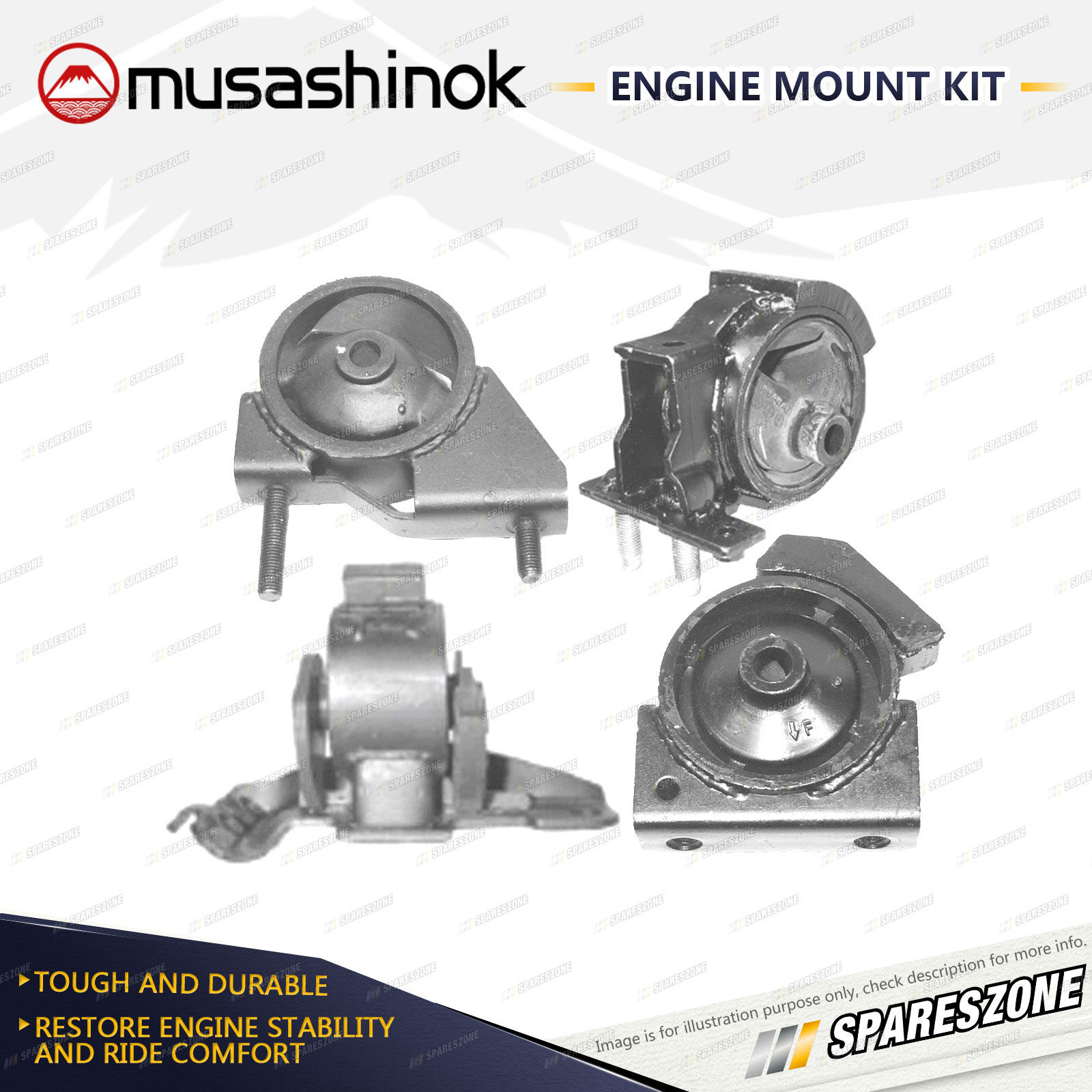 Musashinok Full Engine Mount Kit for Toyota Corolla AE93 1.8L 7AFE 92 ...