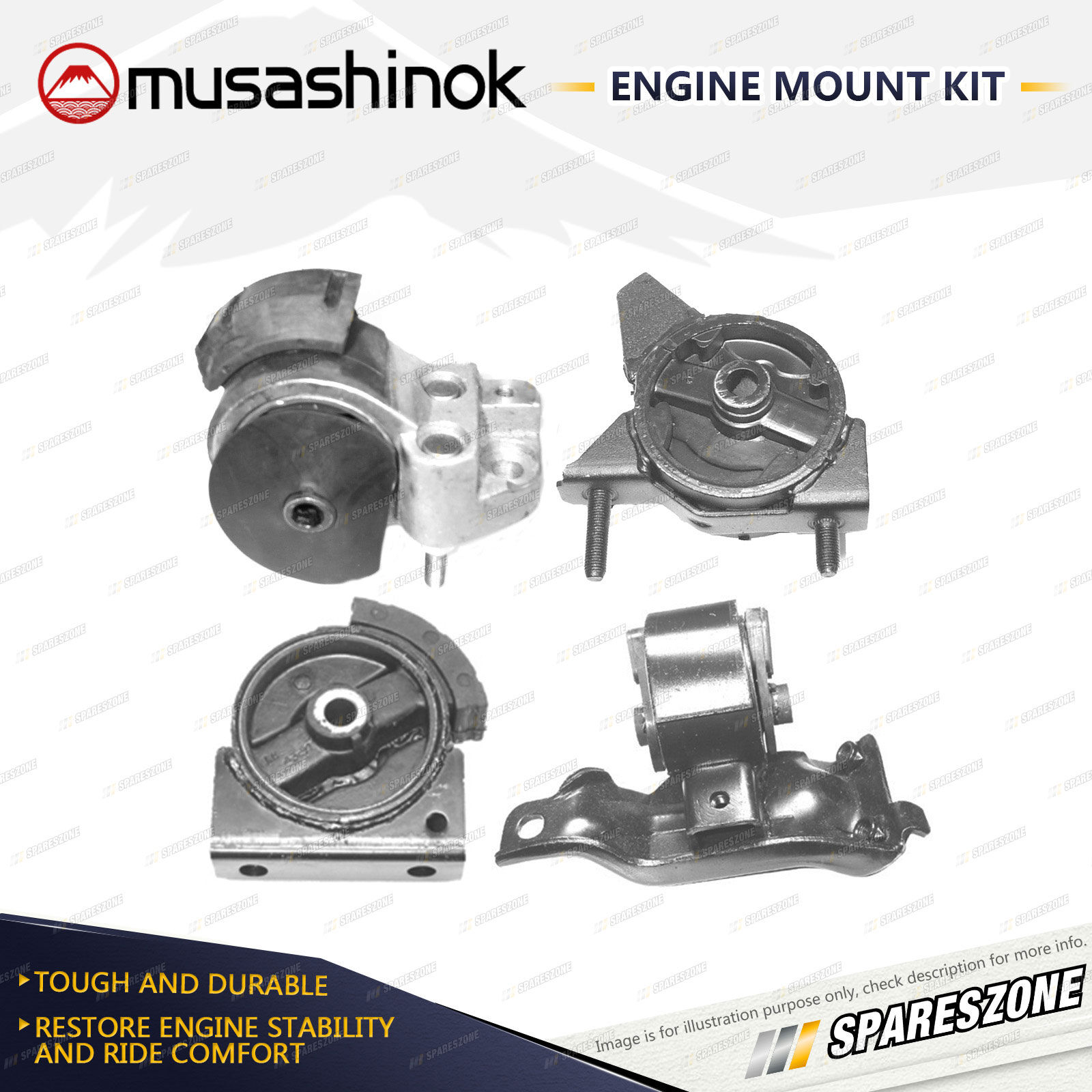 Musashinok Full Engine Mount Kit for Toyota Corolla AE93 1.8L 7AFE 92 ...