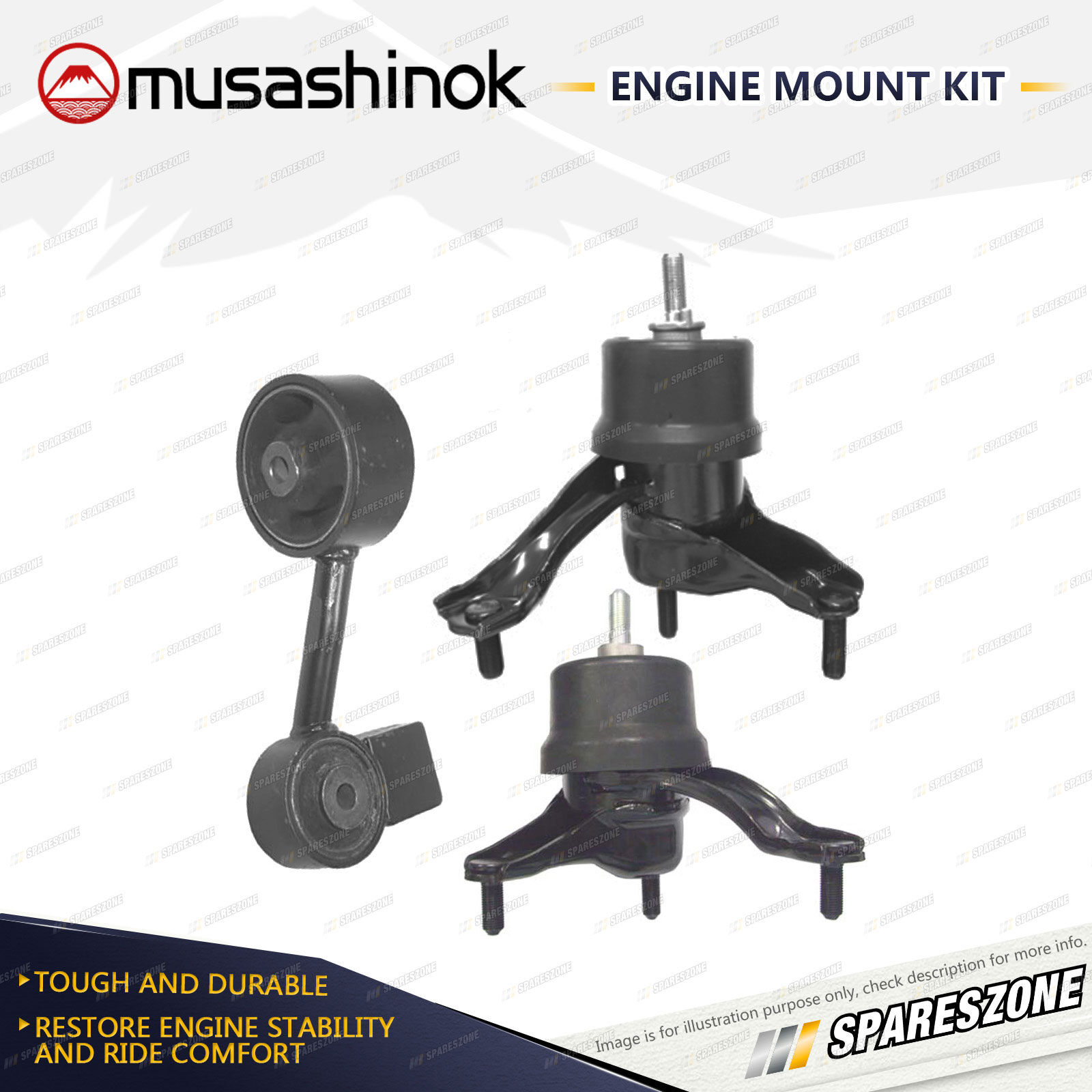Musashinok Full Engine Mount Kit for Toyota Alphard MNH10 3.0L 1MZFE 02 ...