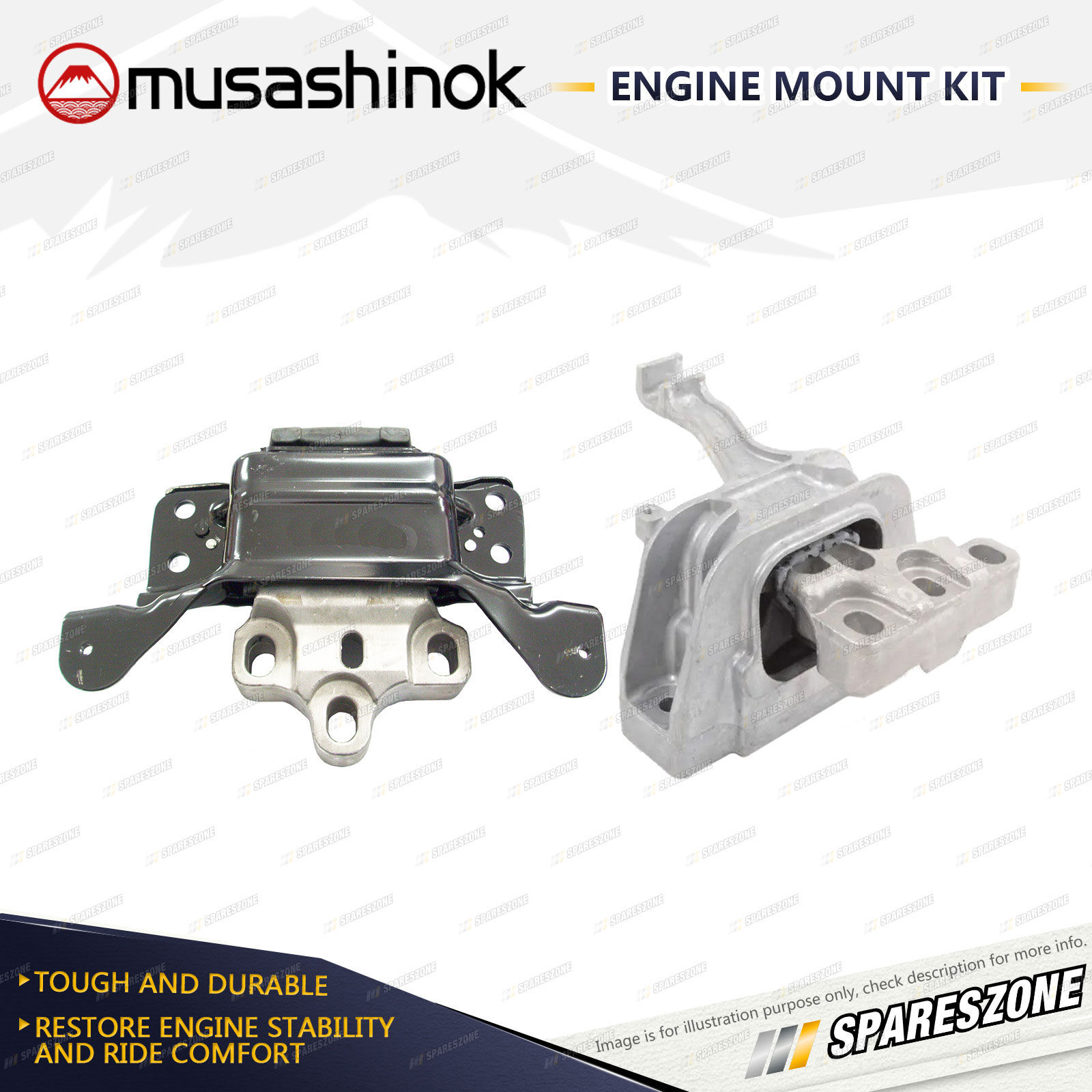 LH + RH Engine Mount Kit for Volkswagen Golf MK7 2.0L 4Cyl 13-21 Man ...