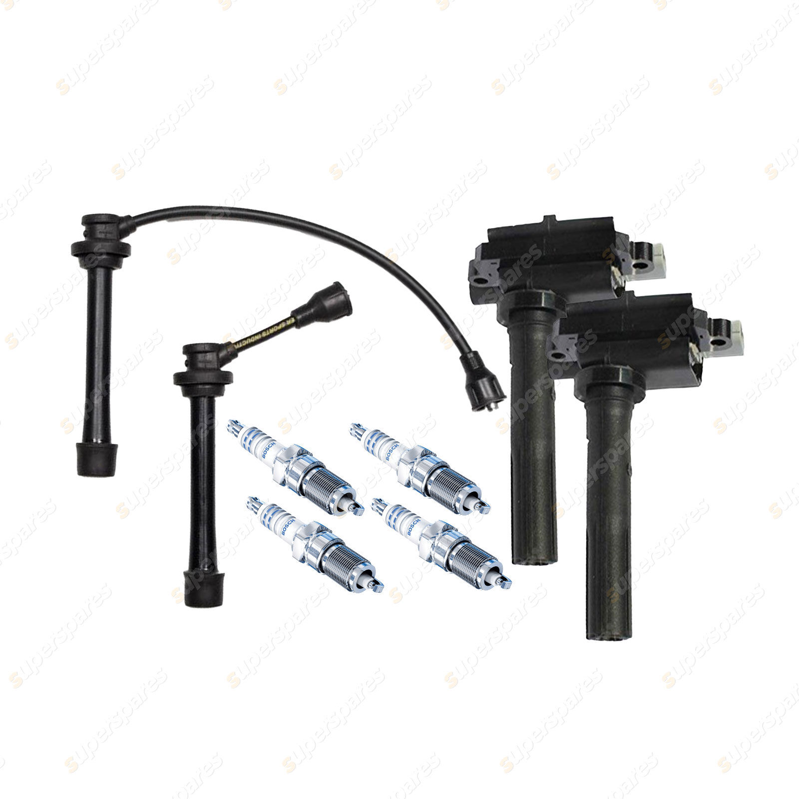 Bosch 4 Spark Plugs 2 Coils Lead Kit for Suzuki Ignis RG413 HV51S HX51S ...