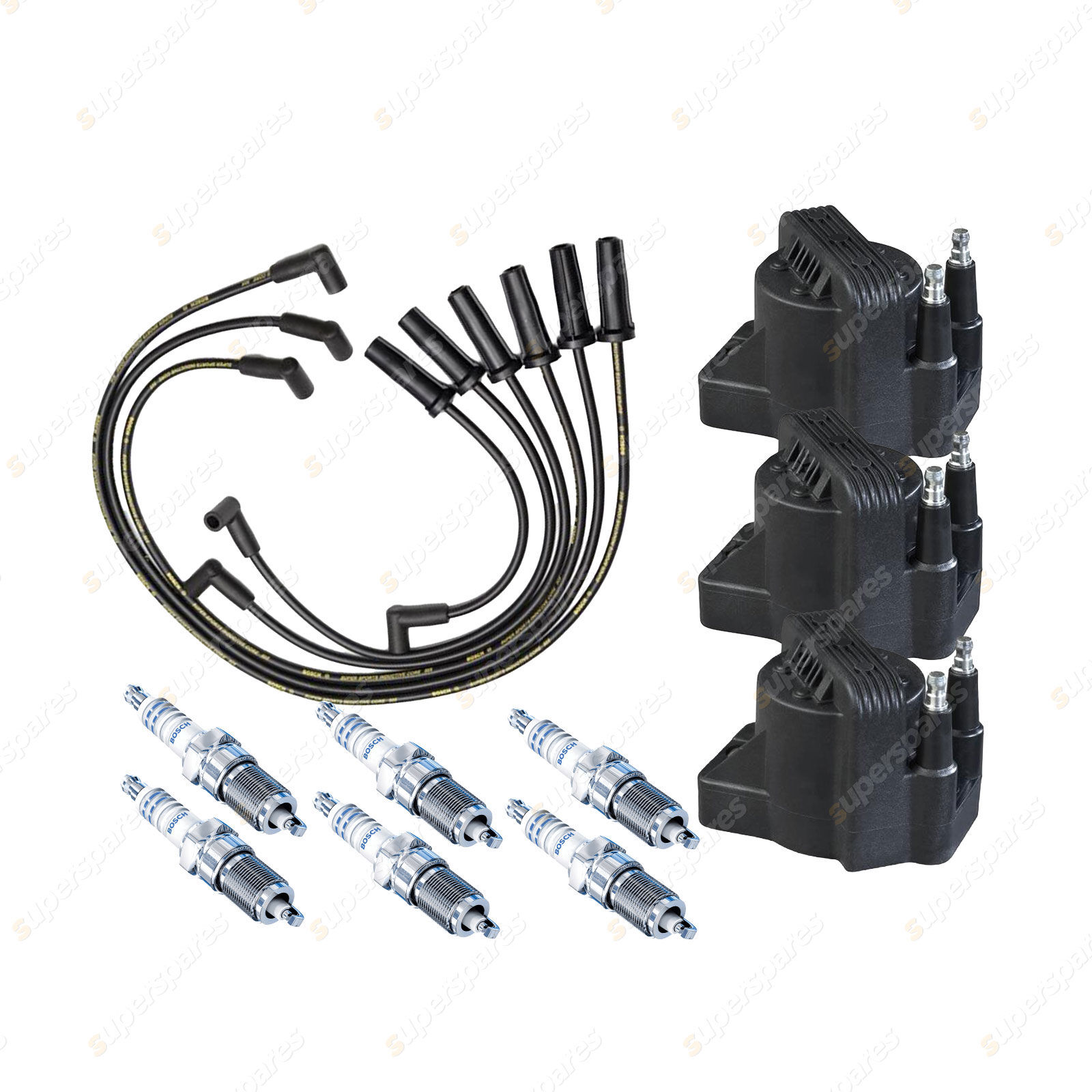 Bosch 6 Spark Plugs 3 Coil Lead Kit for Holden Commodore VT VS Calais 3 ...