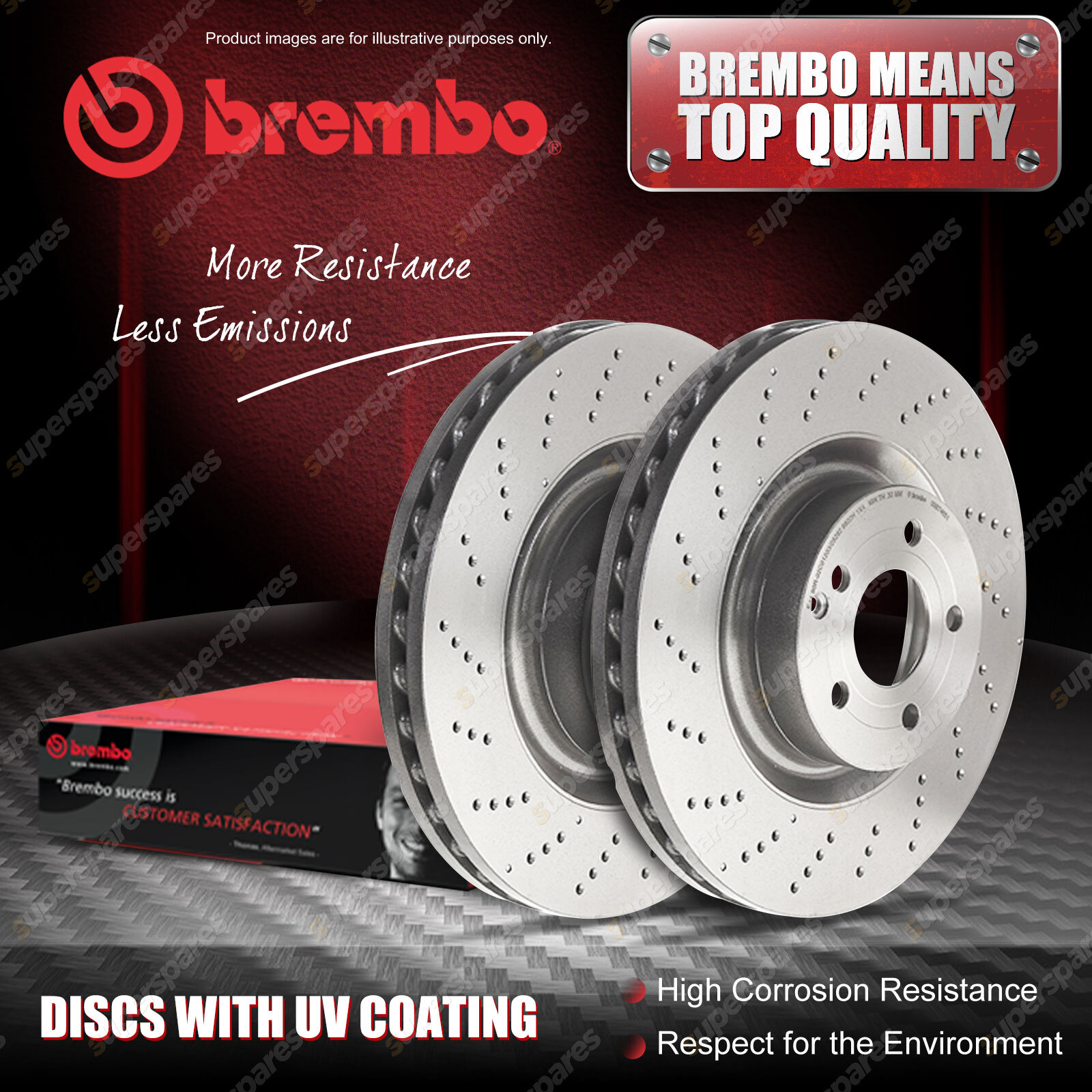 2x Front Brembo UV Brake Rotors for Mercedes Benz C-Class W203 S203 ...