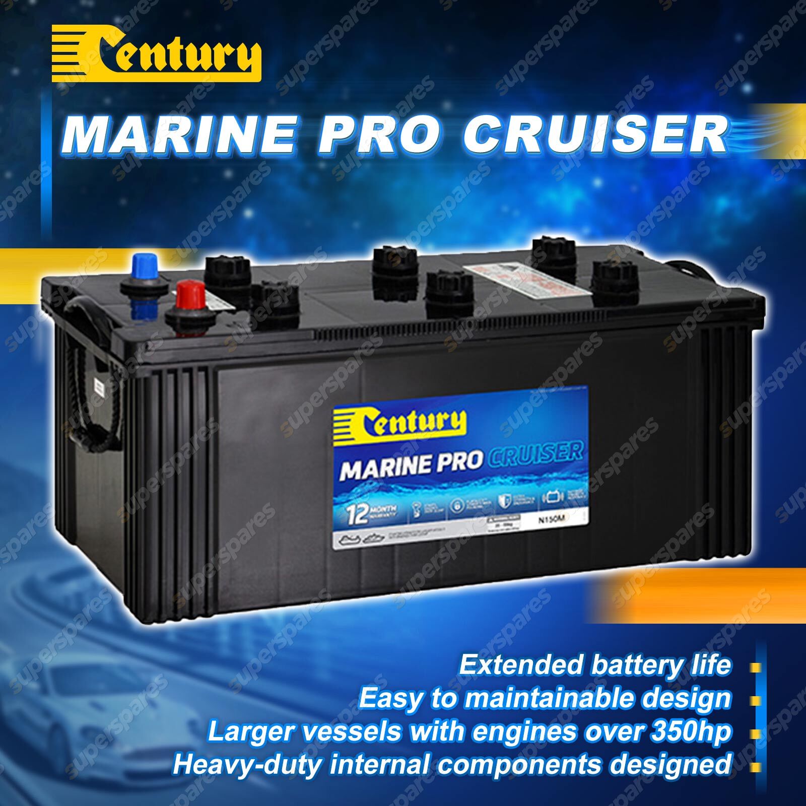 Century Marine Pro Cruiser Battery for Larger Vessels up to 350hp ...