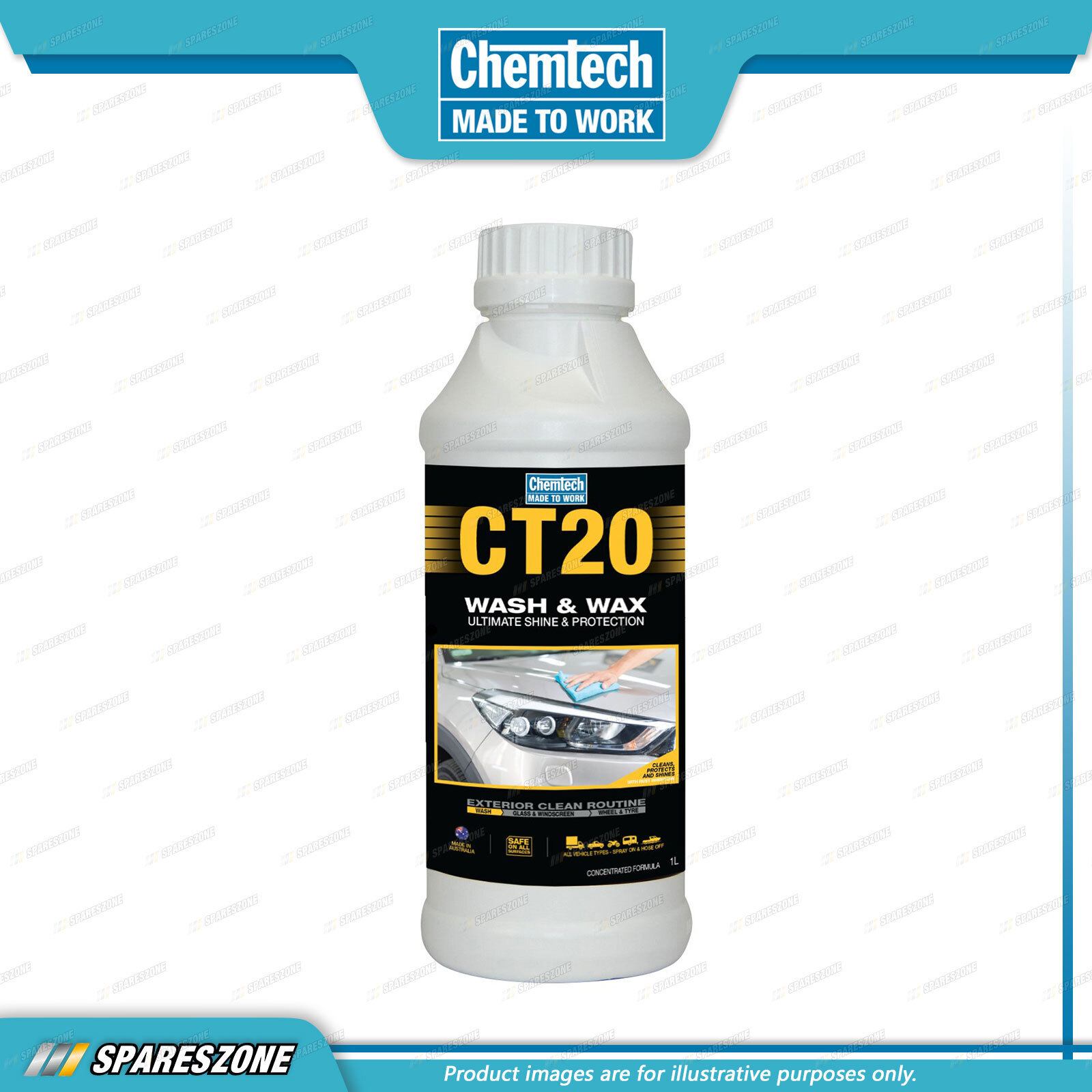 Chemtech Wash N Wax 1 Litre Exterior Cleaner Ultimate Shine & Protection