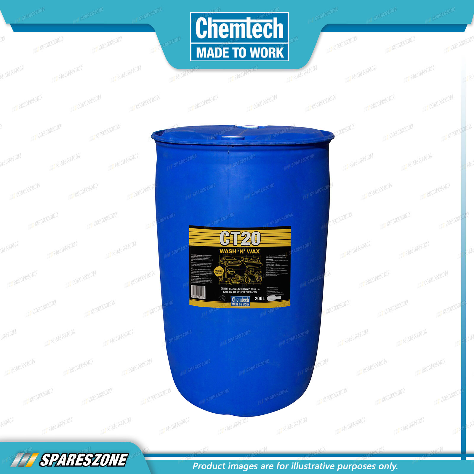 Chemtech Wash N Wax 200 Litre Exterior Cleaner Ultimate Shine & Protection