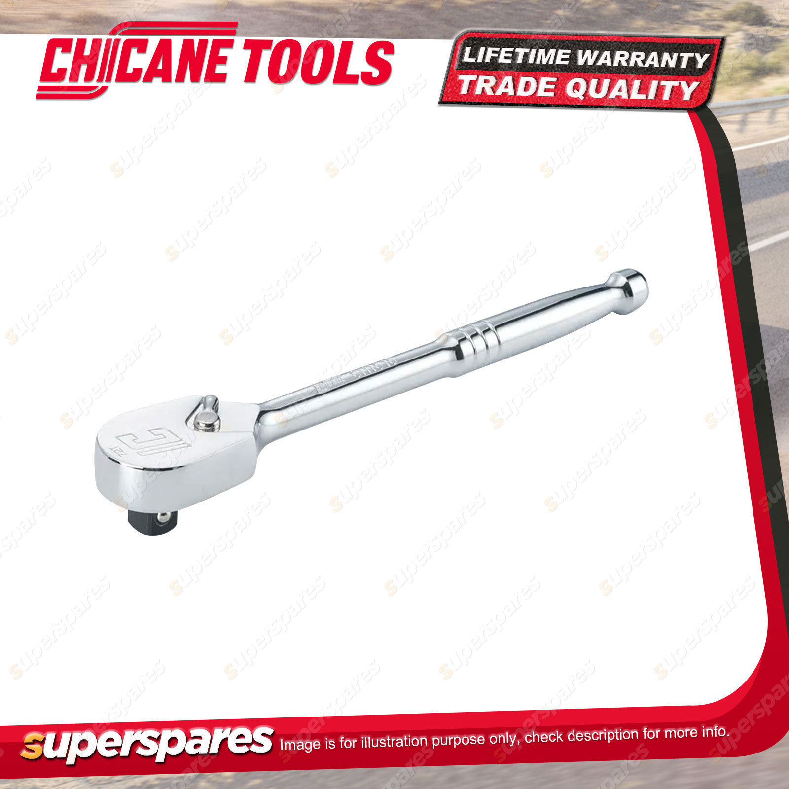 Chicane 3/8" Drive Sealed Head Ratchet Handle - 72 Teeth Chrome ...