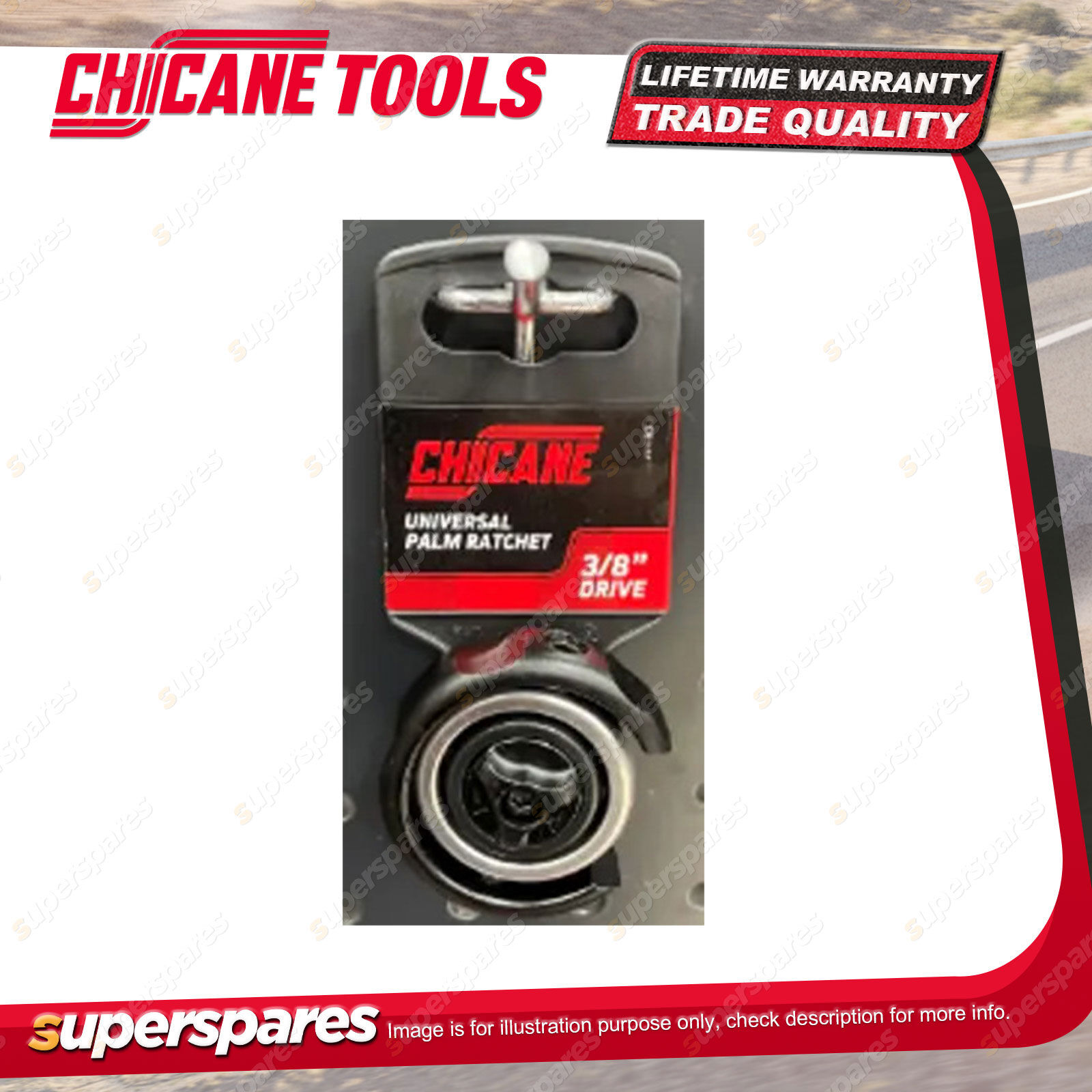 Chicane 3/8" Drive Universal Palm Ratchet - Chrome Vanadium Steel