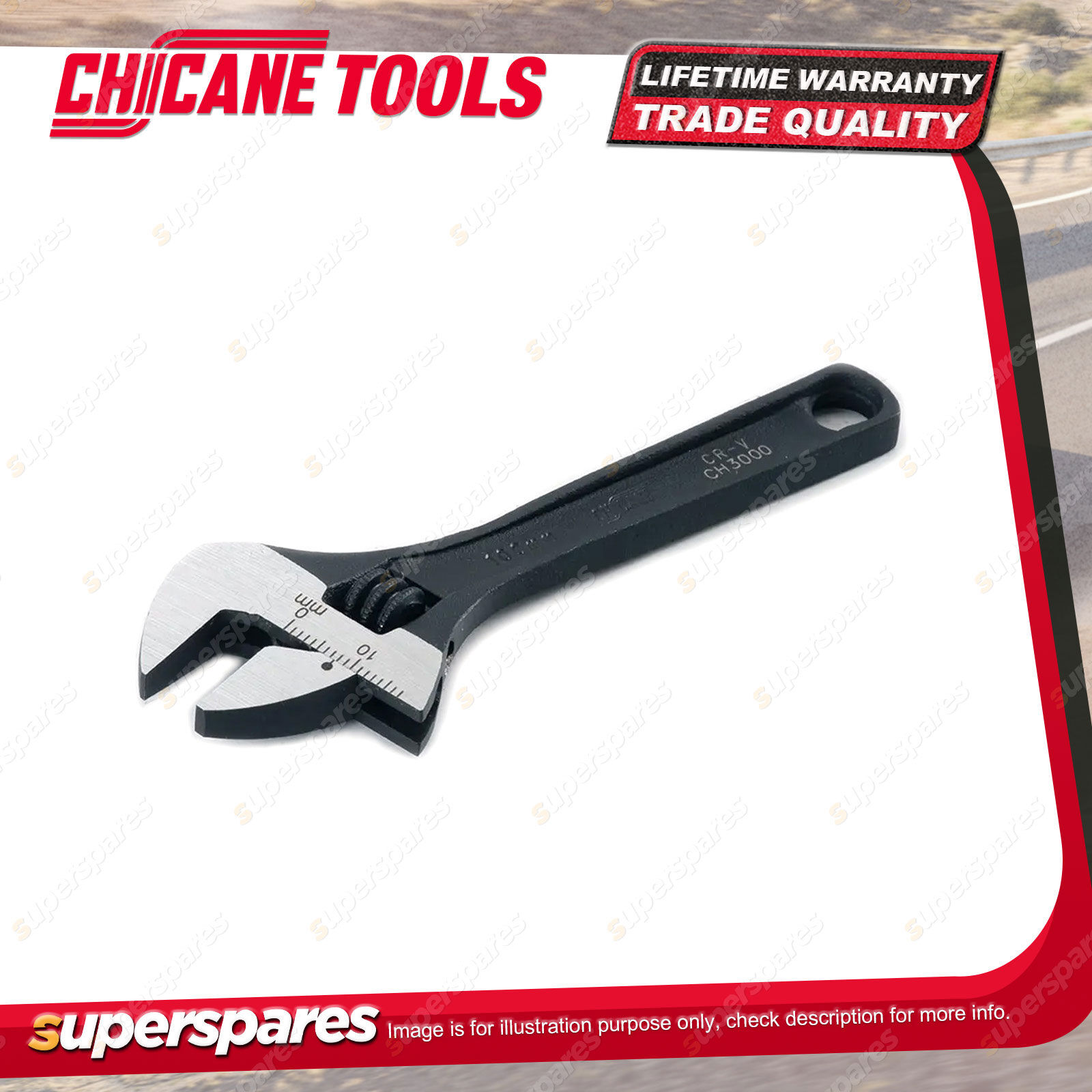 Chicane 100mm Adjustable Wrench - Black Phosphate Finish and Cr-V Steel