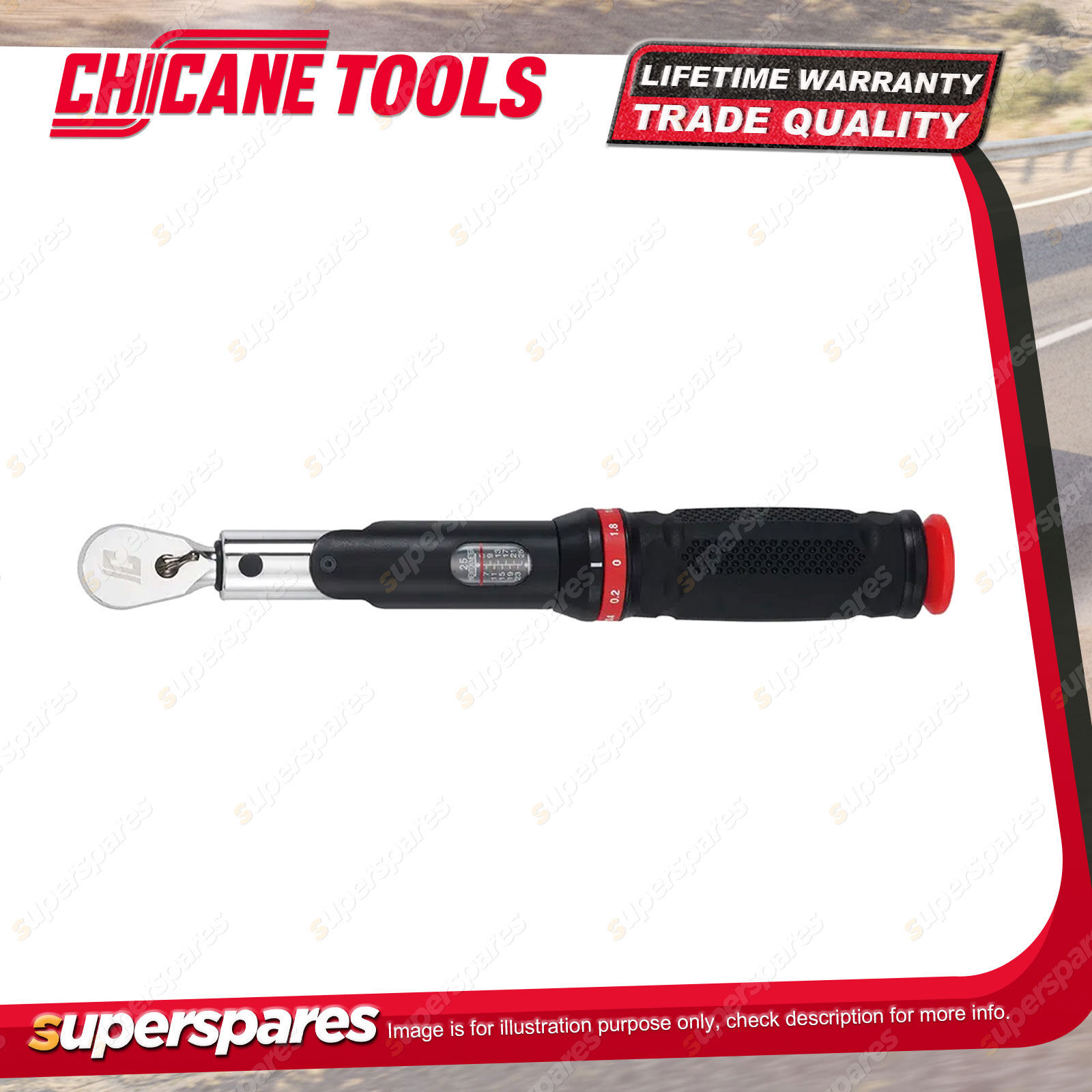 Chicane 1/4" Drive 5-25Nm Torque Wrench - 48 Teeth Chrome Vanadium Steel