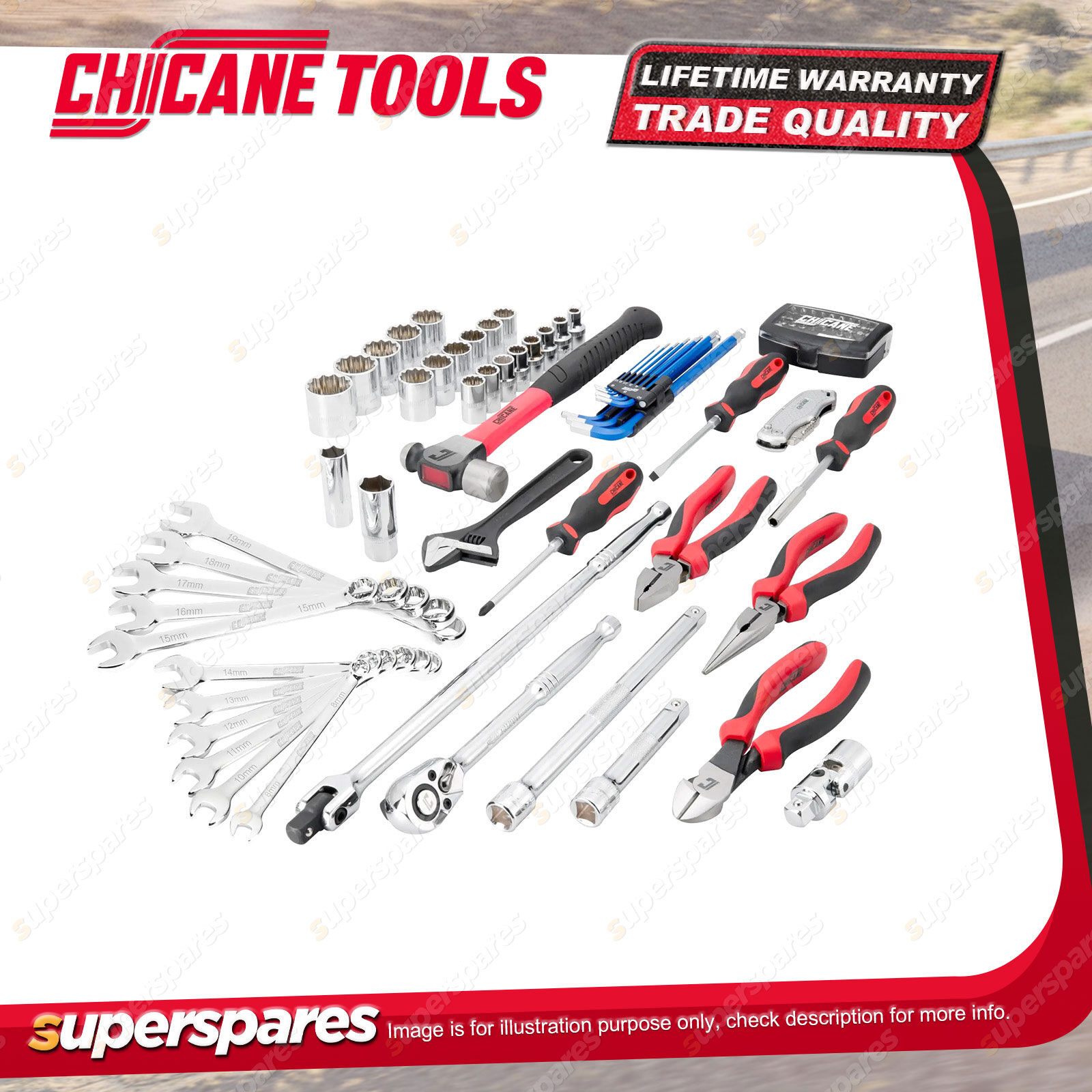 87 Pcs of Chicane 1/2" Tool Set - Include Screwdriver Spanner Wrench Socket