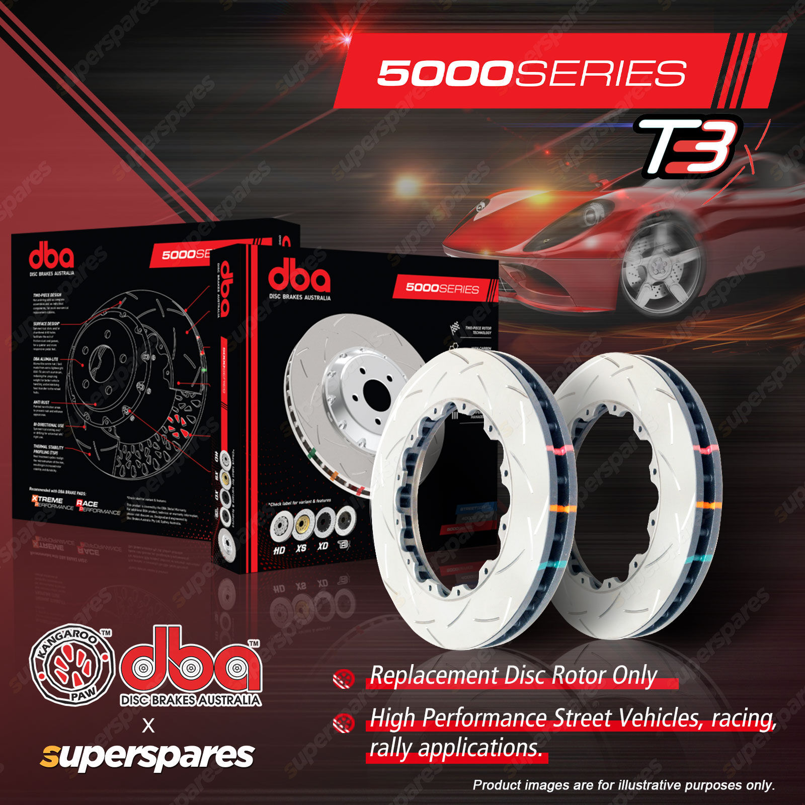 2x DBA Front 5000 Series T3 Slotted Disc Rotors for Chevrolet Corvette ...