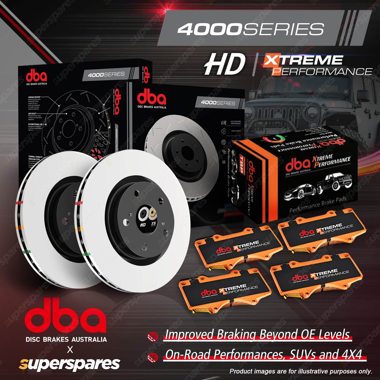 DBA 4000 HD Rear Disc Brake Rotors Pads for Mitsubishi Pajero NS NT NW ...