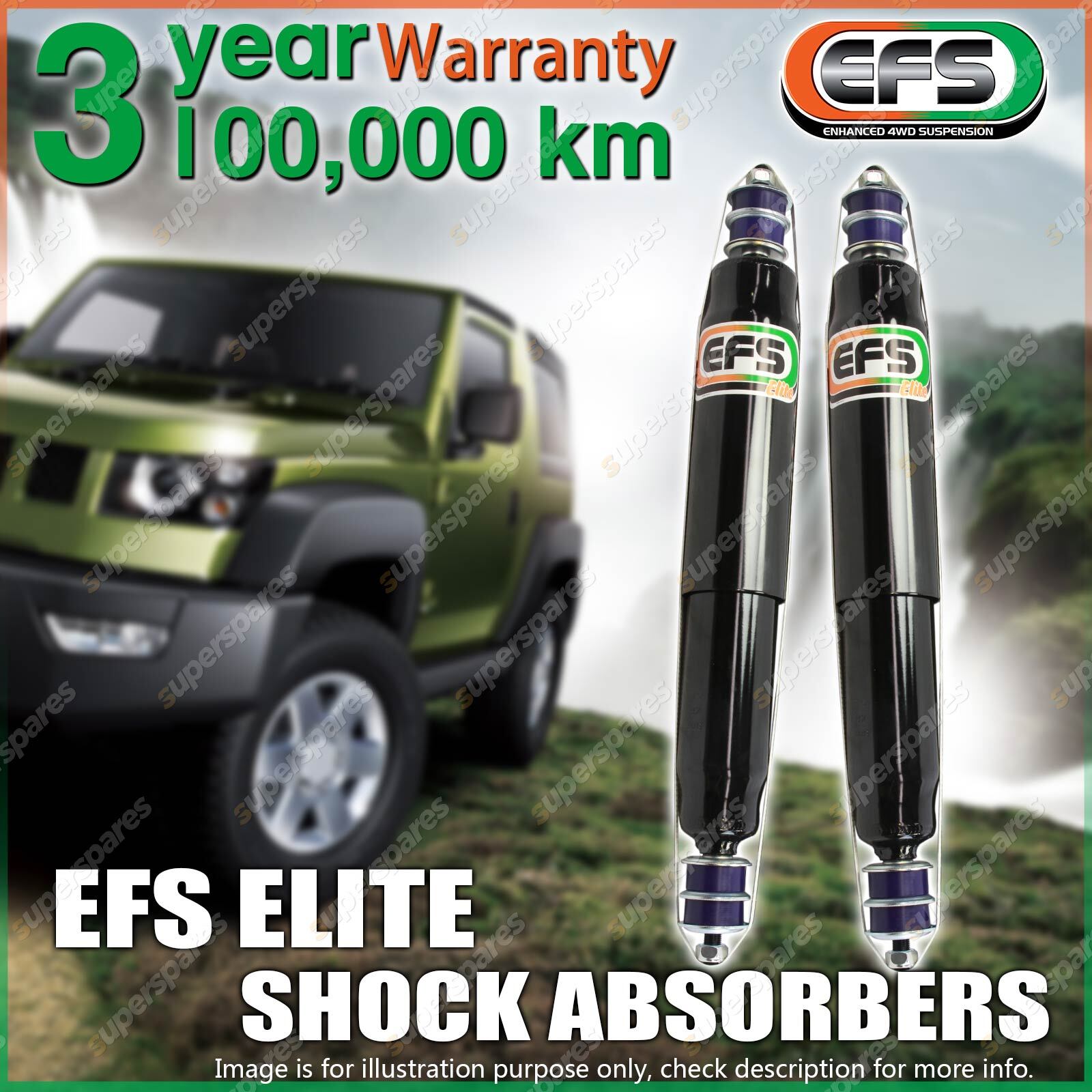 Rear EFS ELITE 4WD Shock Absorbers for Mitsubishi Challenger 00-ON 50mm ...