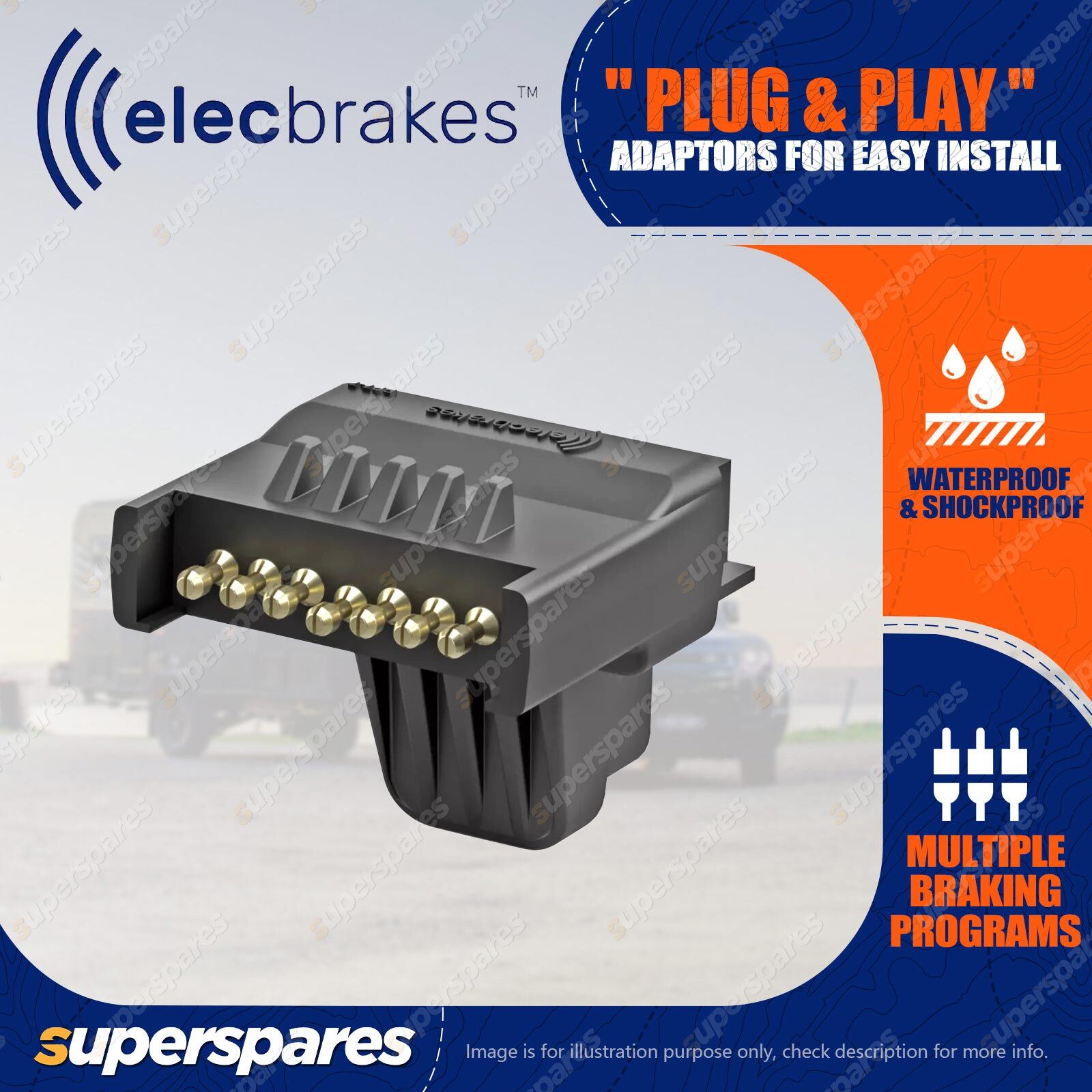 Elecbrakes Plug and Play elecConnect Adaptor 7 Flat to 7 Flat Socket PP7-7
