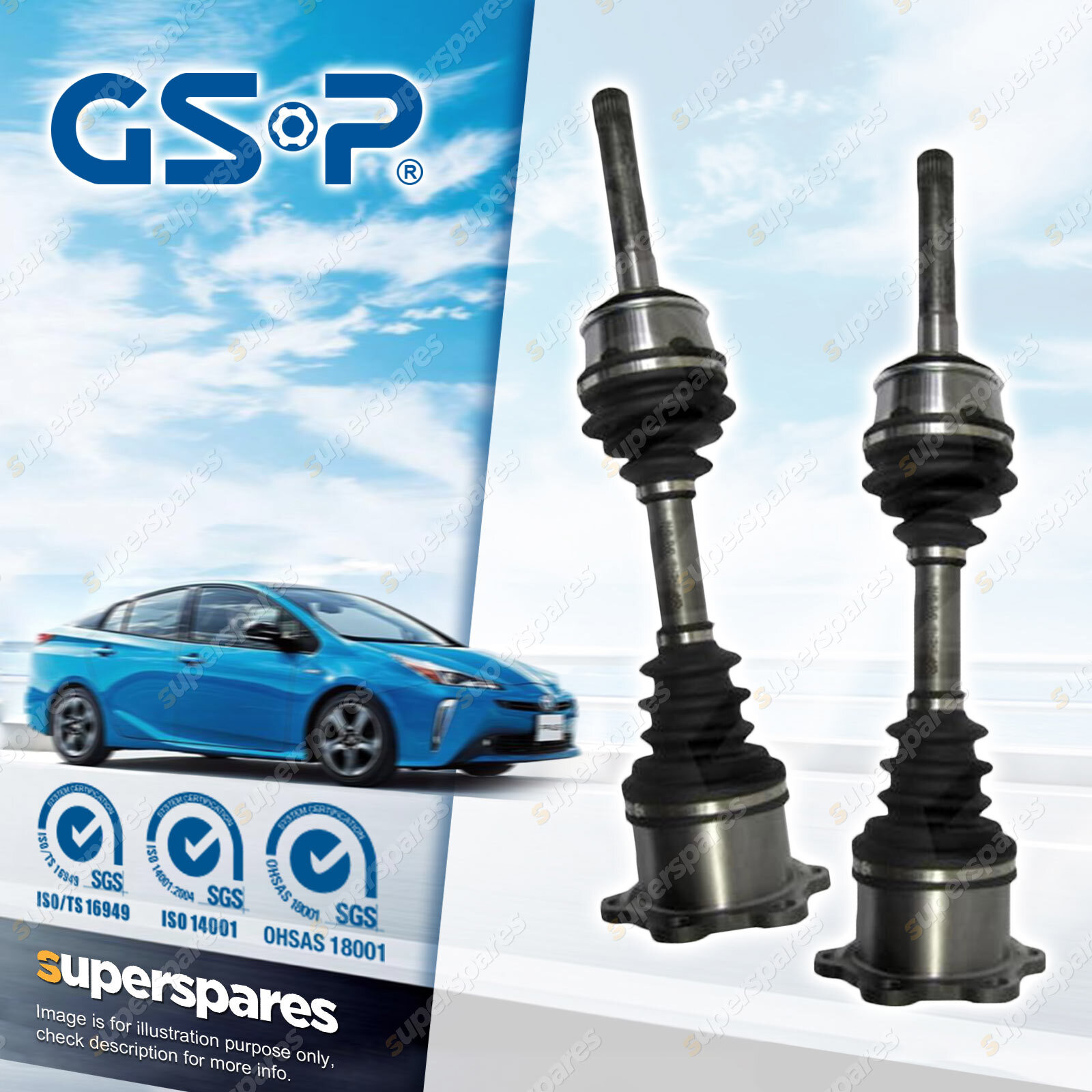 2 x GSP CV Joint Drive Shaft for Toyota Hilux LN130R LN167R LN172R ...