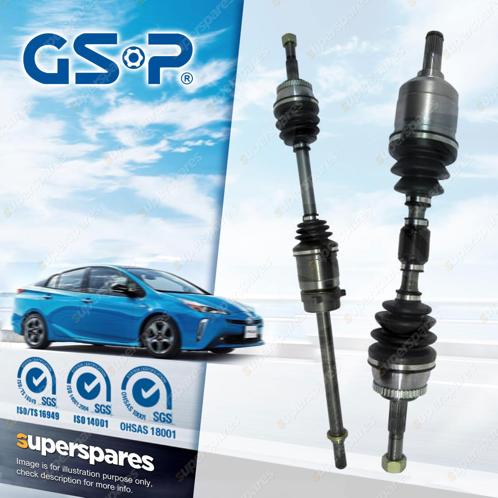 GSP Front LH + RH CV Joint Drive Shafts for Nissan Pulsar N15 FEAN15 2 ...