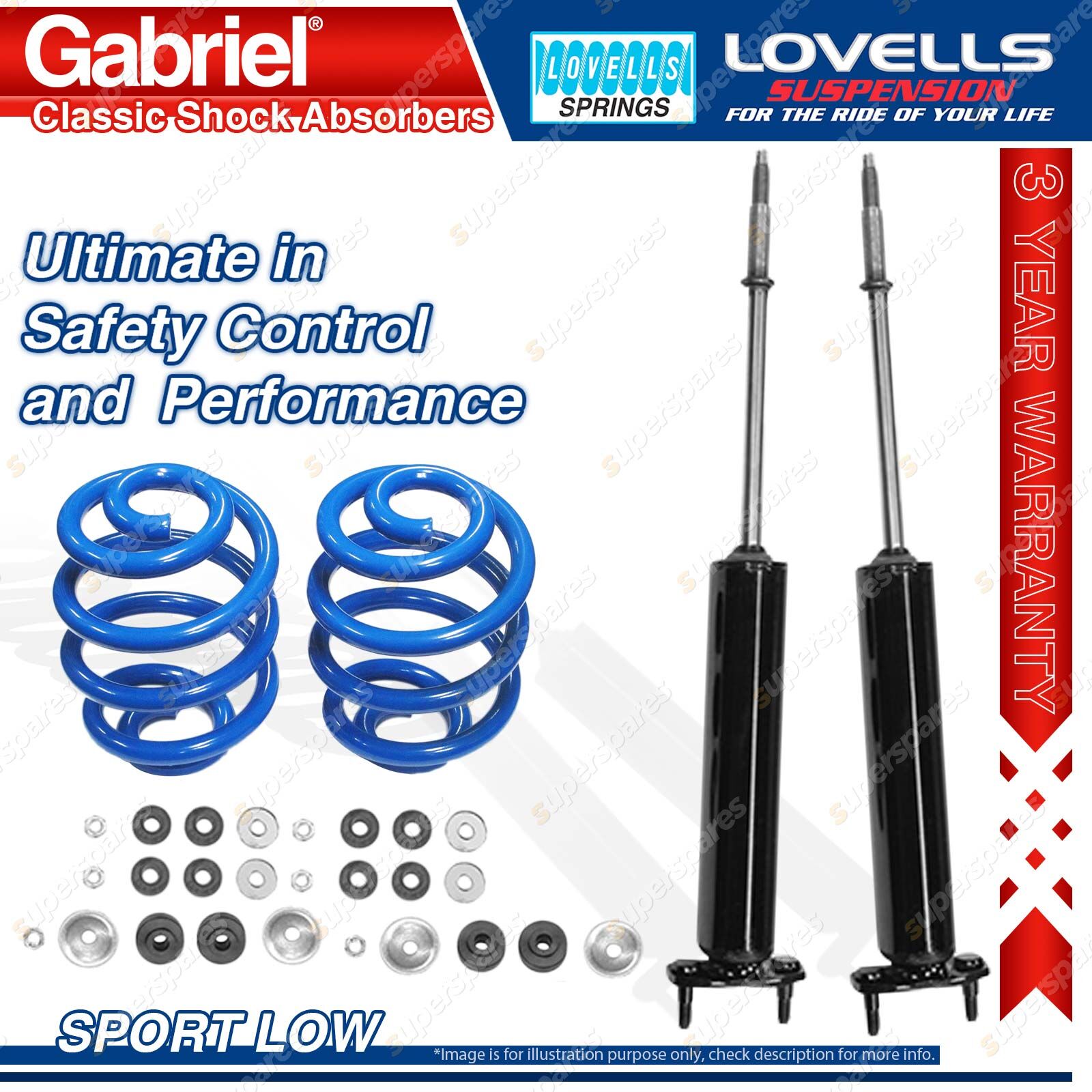 Front Sport Low Gabriel Classic Shocks Coil Springs for Ford Falcon XK ...
