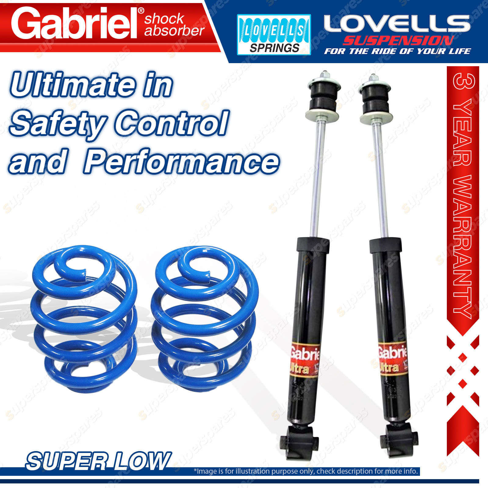 Rear Super Low Gabriel Guardian Shocks Coil Springs for Ford Falcon XE ...