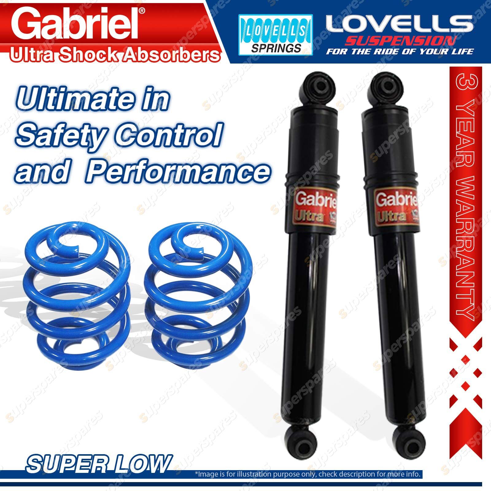 Rear Super Low Gabriel Ultra Shocks Coil Springs for Ford Falcon BA BF ...