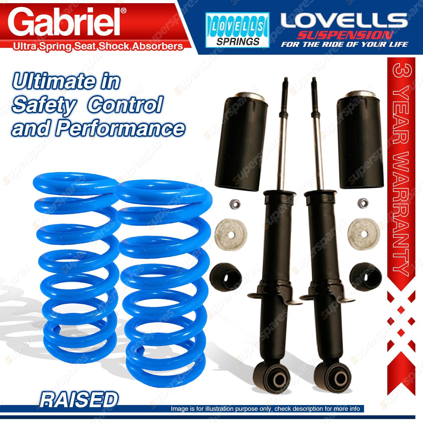 Rear Raised Gabriel Ultra Spring Seat Shocks+Lovells Spring for Ford ...