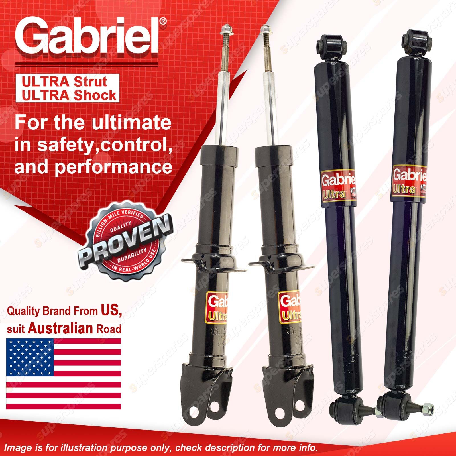Gabriel Front + Rear Ultra Shocks for Ford Falcon BA I II BF I II Ute Cab