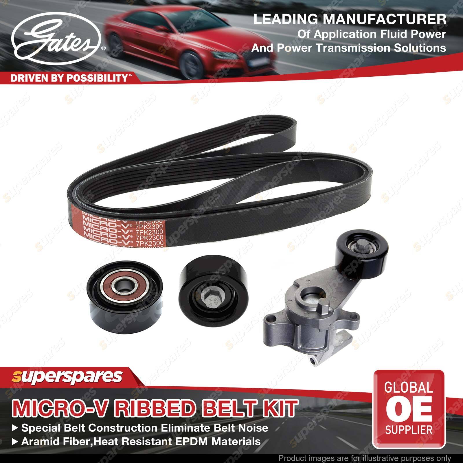 Gates Micro-V Ribbed Belt Kit for Toyota Hilux TGN16 2.7L 118KW 2TR-FE ...