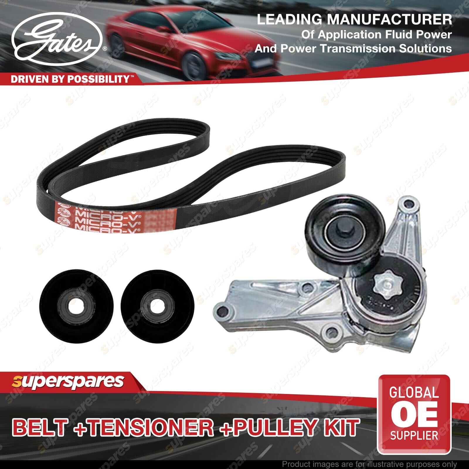 Gates Belt & Tensioner & Pulley Kit for Holden Commodore VU 3.8L 147kW ...