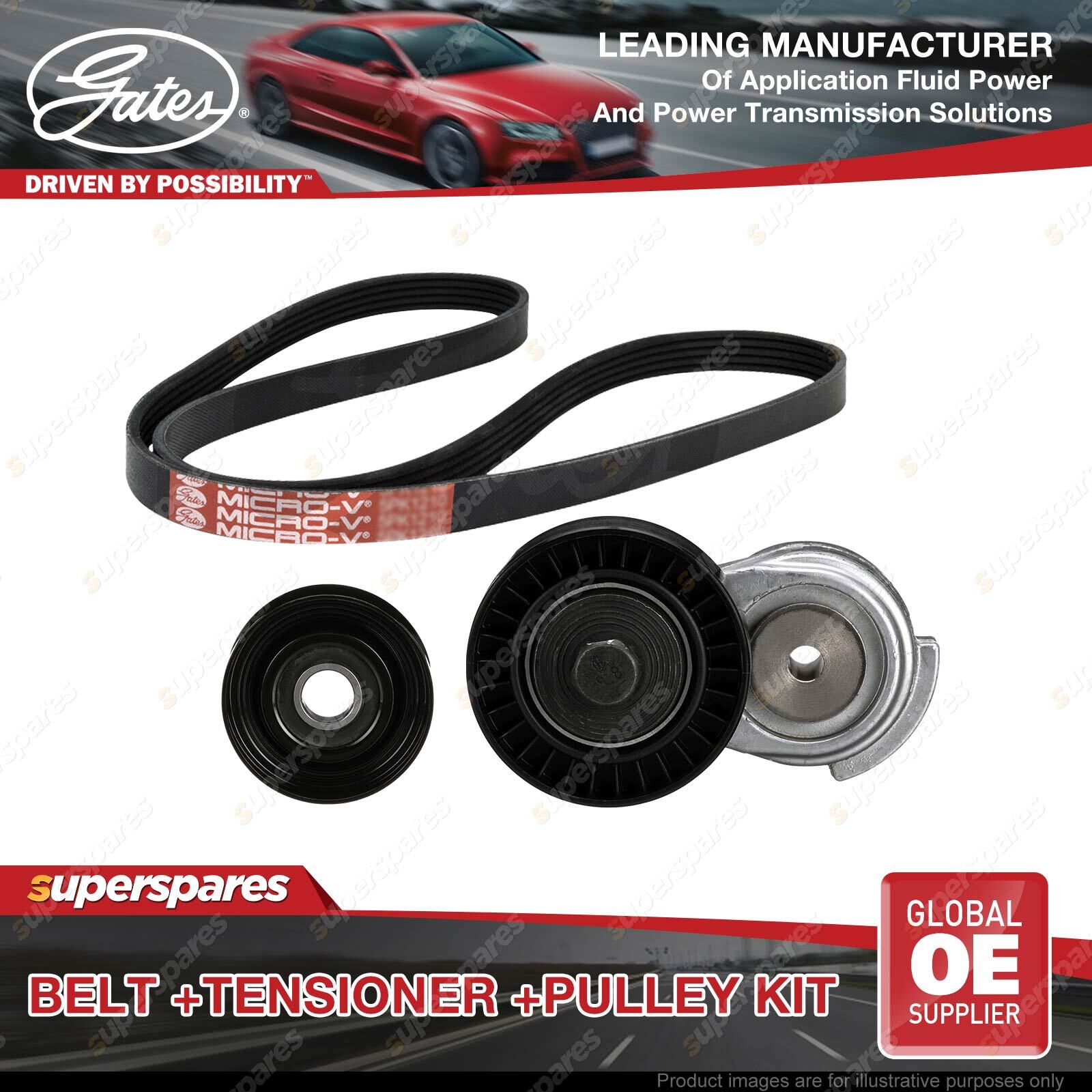 Gates Belt & Tensioner & Pulley Kit for Mercedes Benz ML350 ML500 S350 ...