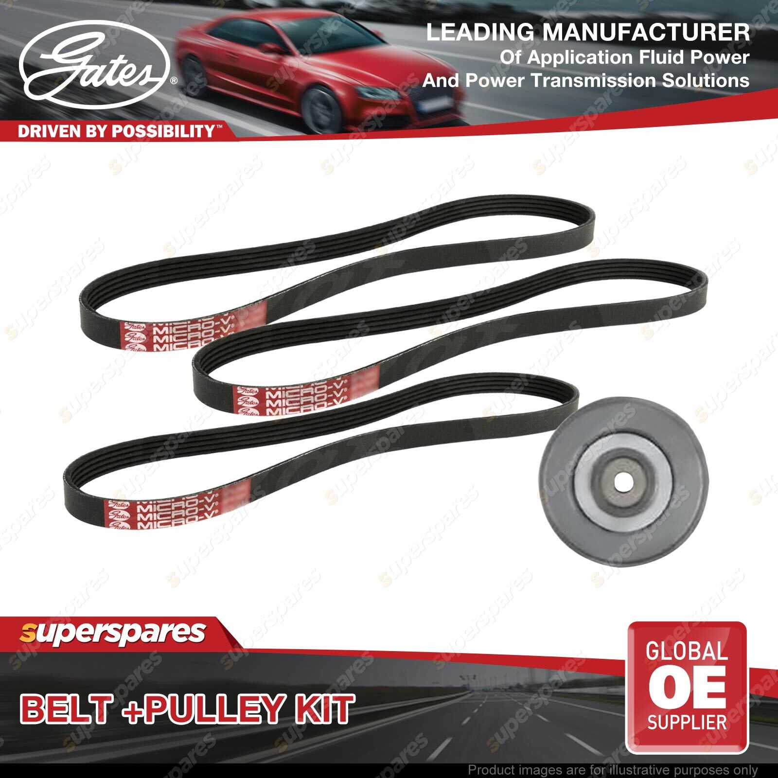 Gates Belt Pulley Kit For Mitsubishi Pajero V45w 3 5l 153kw 6g74dohc