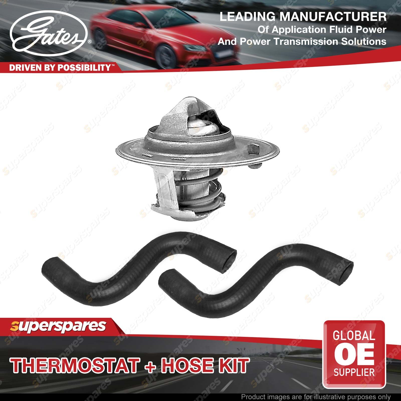 Gates Thermostat + Radiator Hose Kit for Mitsubishi L300 P03V P13V 2.0L ...