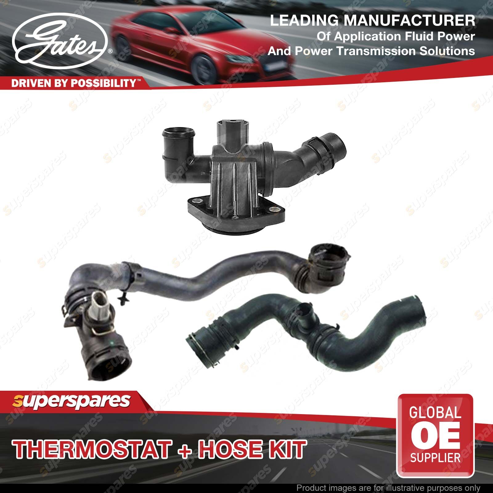 Gates Thermostat + Radiator Hose Kit for Volkswagen Eos 1F7 2.0L 147KW