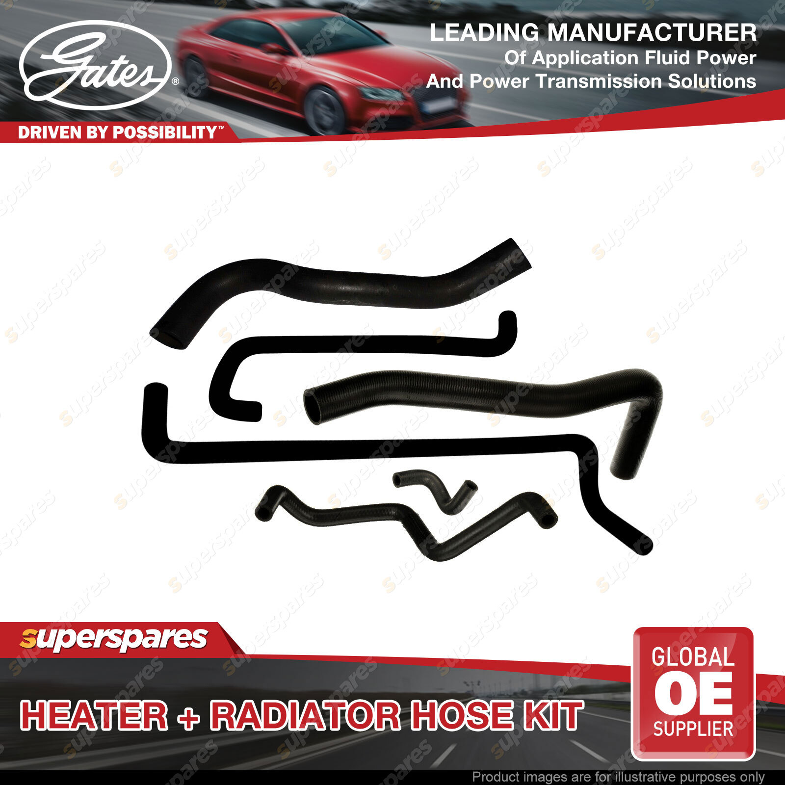 Gates Heater + Radiator Hose Kit for HSV Commodore VP Sport L27 3.8L w ...
