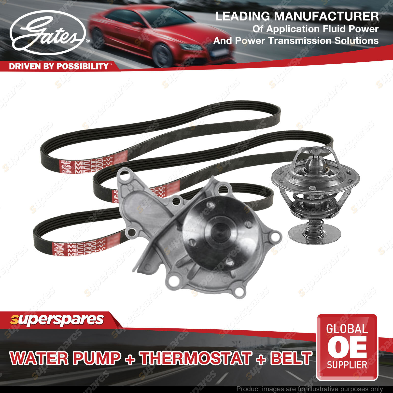 Gates Water Pump Thermostat Belt for Toyota Corolla AE111 AE114 Caribe ...