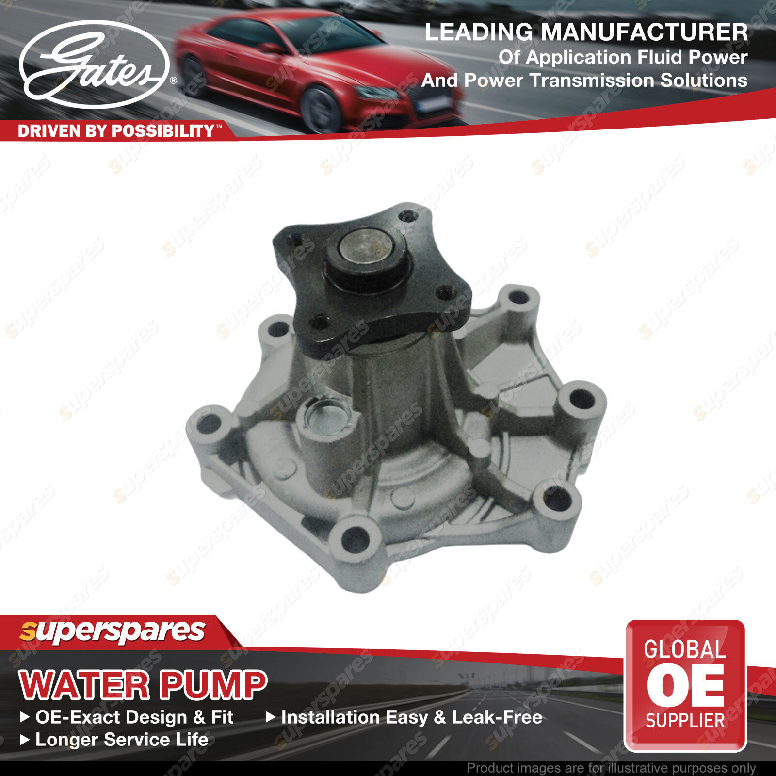 Gates Water Pump for Hyundai H1 H300 iLoad iMax TQ 2.5L D4CB Diesel 01/ ...