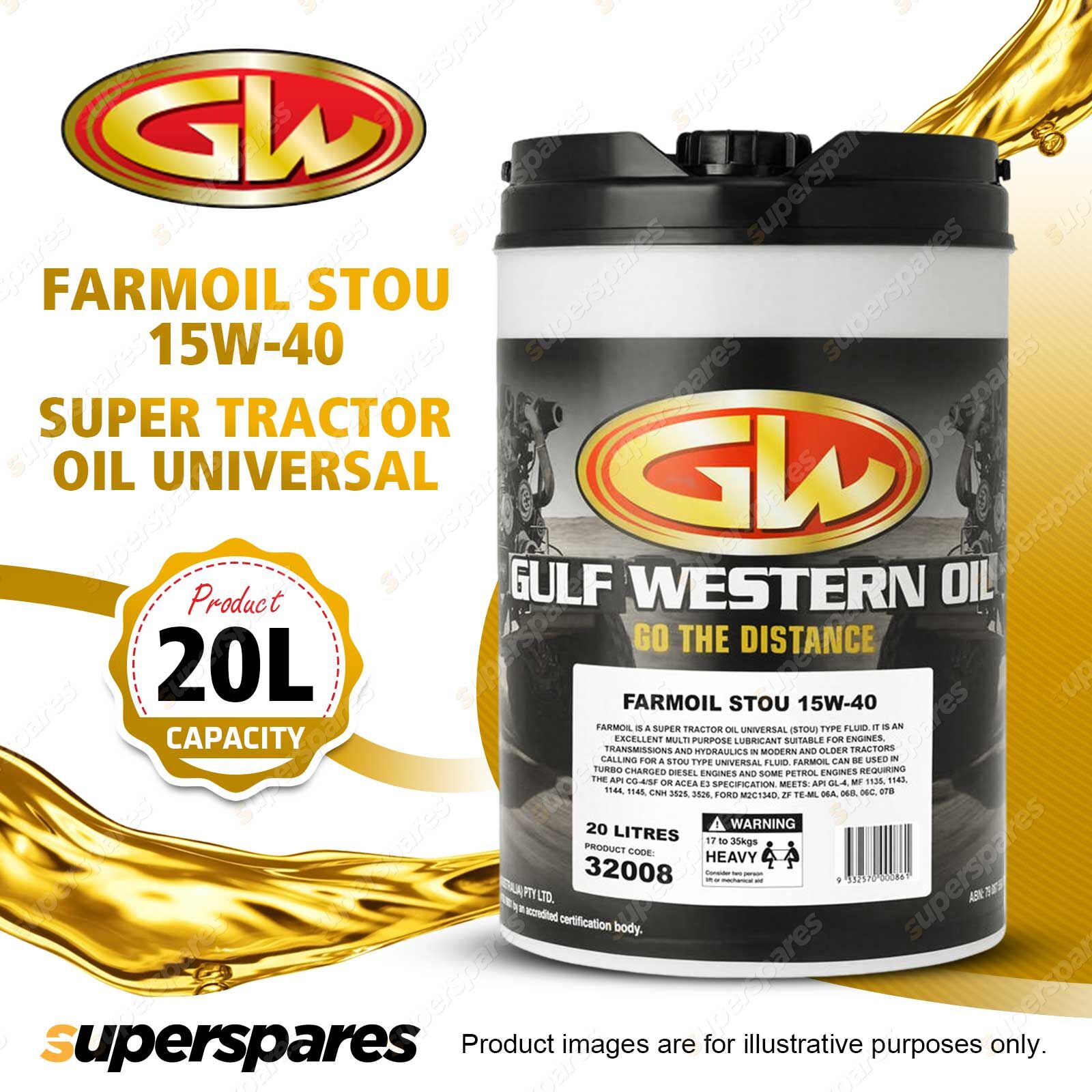 1 x Gulf Western Farmoil Stou 15W-40 Super Tractor Oil Universal 20L
