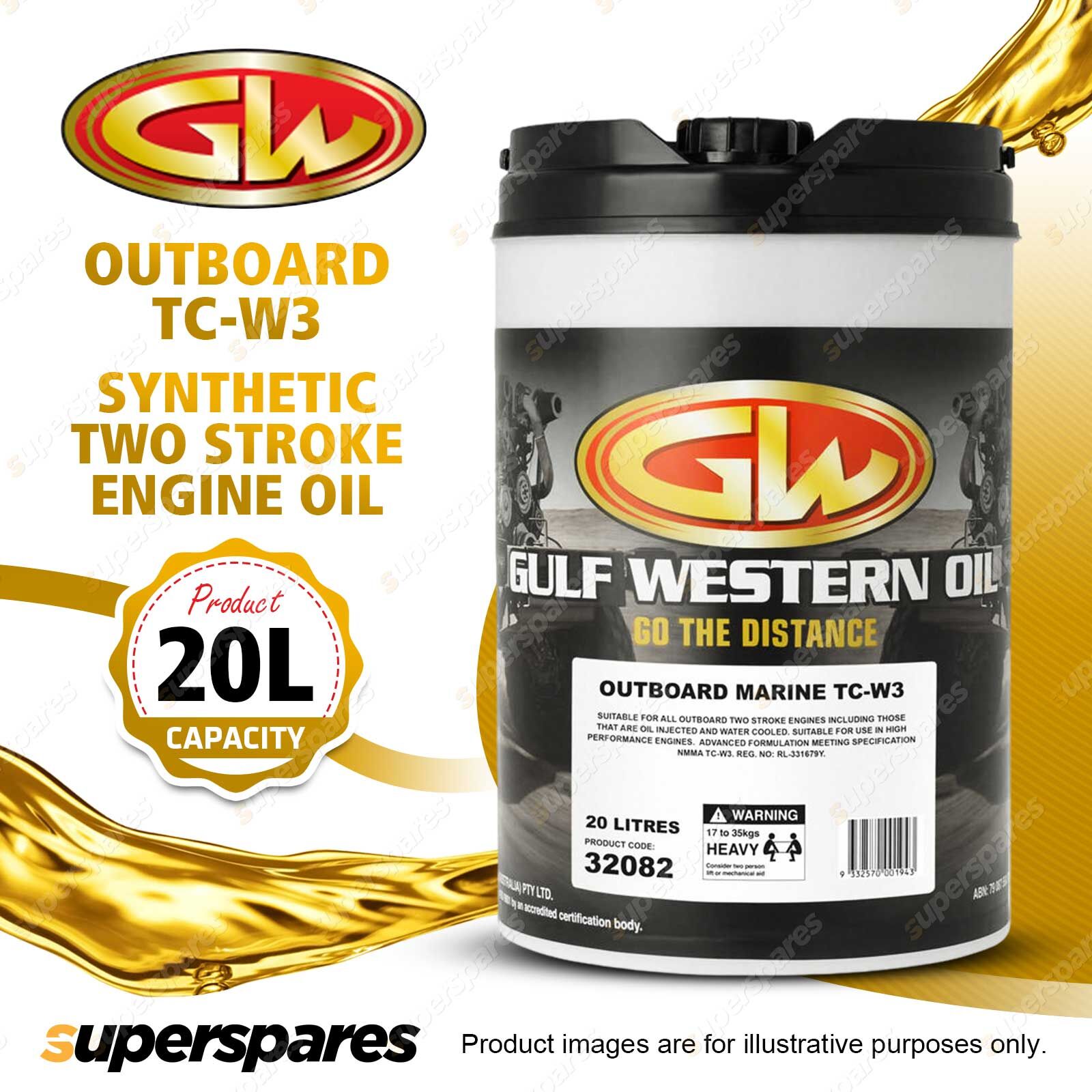 1 x Gulf Western Outboard Two Stroke Marine TC-W3 Ash Less Engine Oil 20L