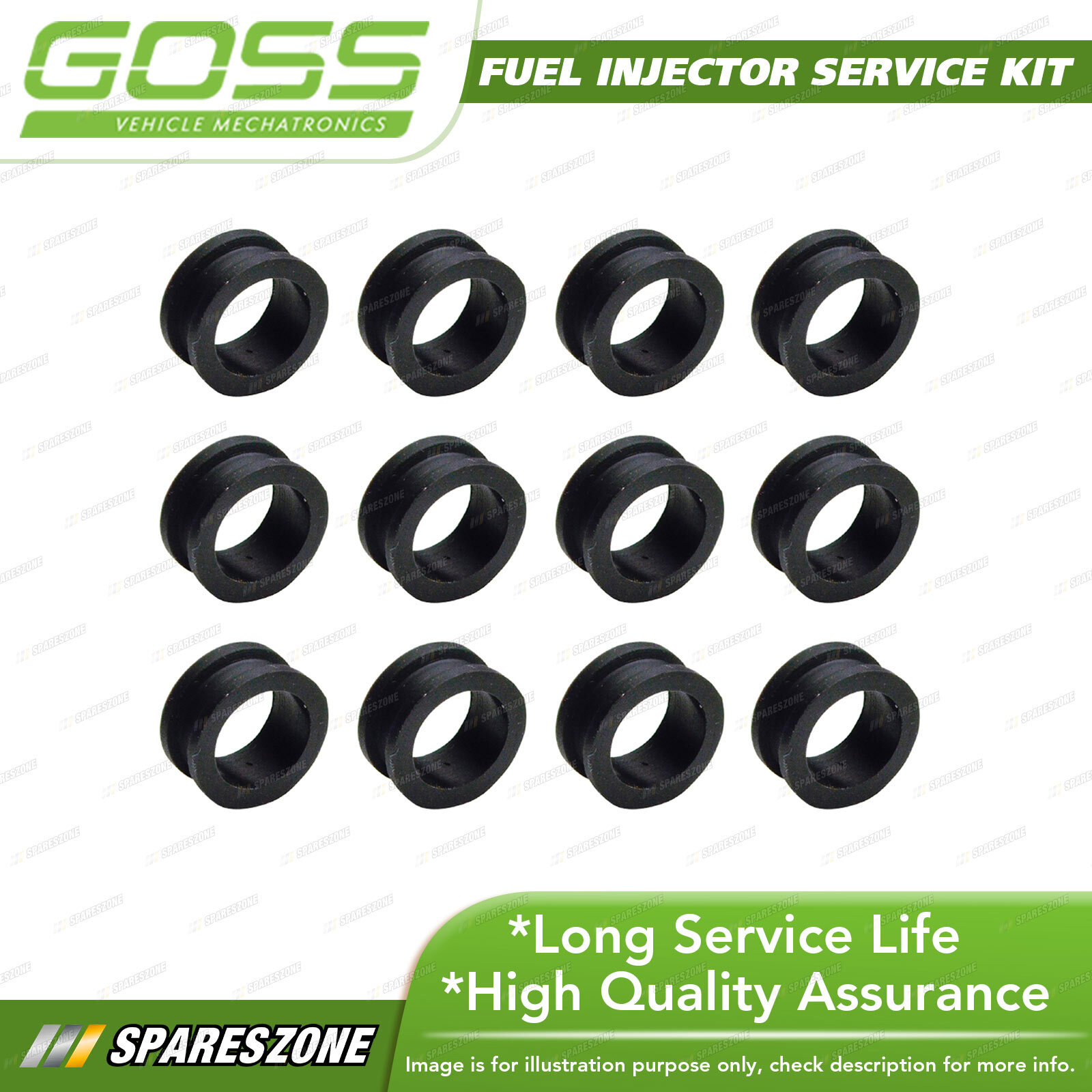 Goss Fuel Injector Repair Kit - Injector Buffer Ring Pack 12 ID 9.55mm ...