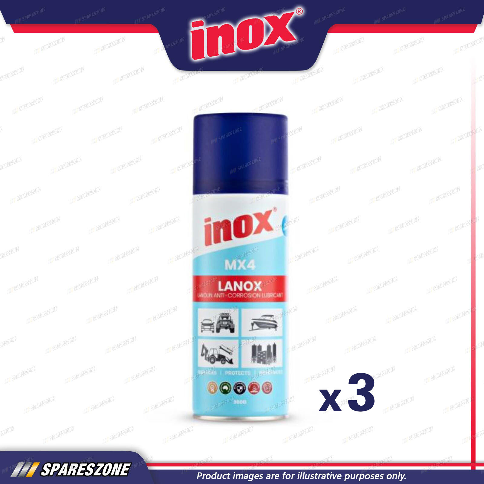3 x Inox MX4 Lanox Lubricant 300GM Aerosol Can - Anti-Corrosion & Anti ...