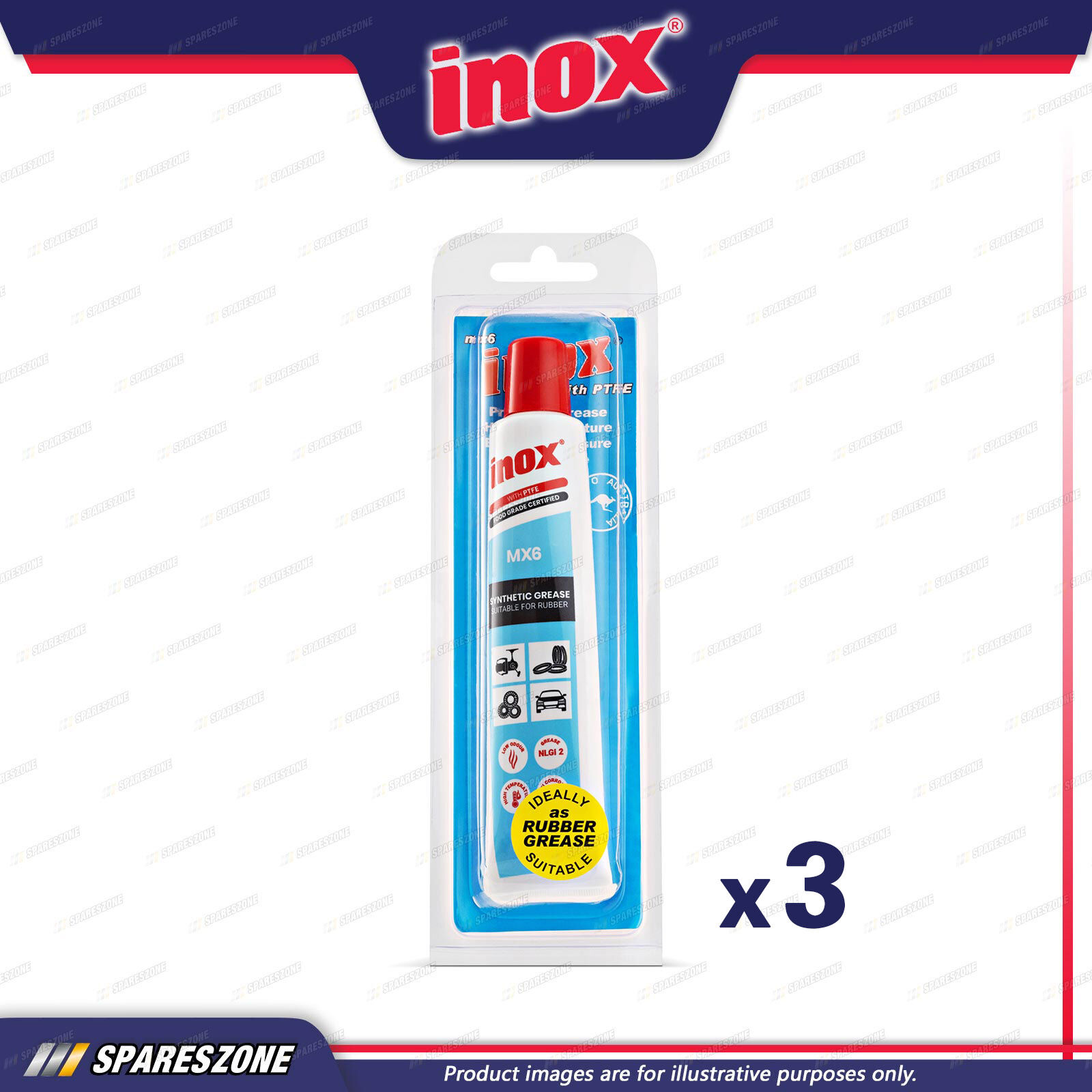 3 x Inox MX6 Food Grade Grease 30GM Blister Pack - Resistance to Water ...