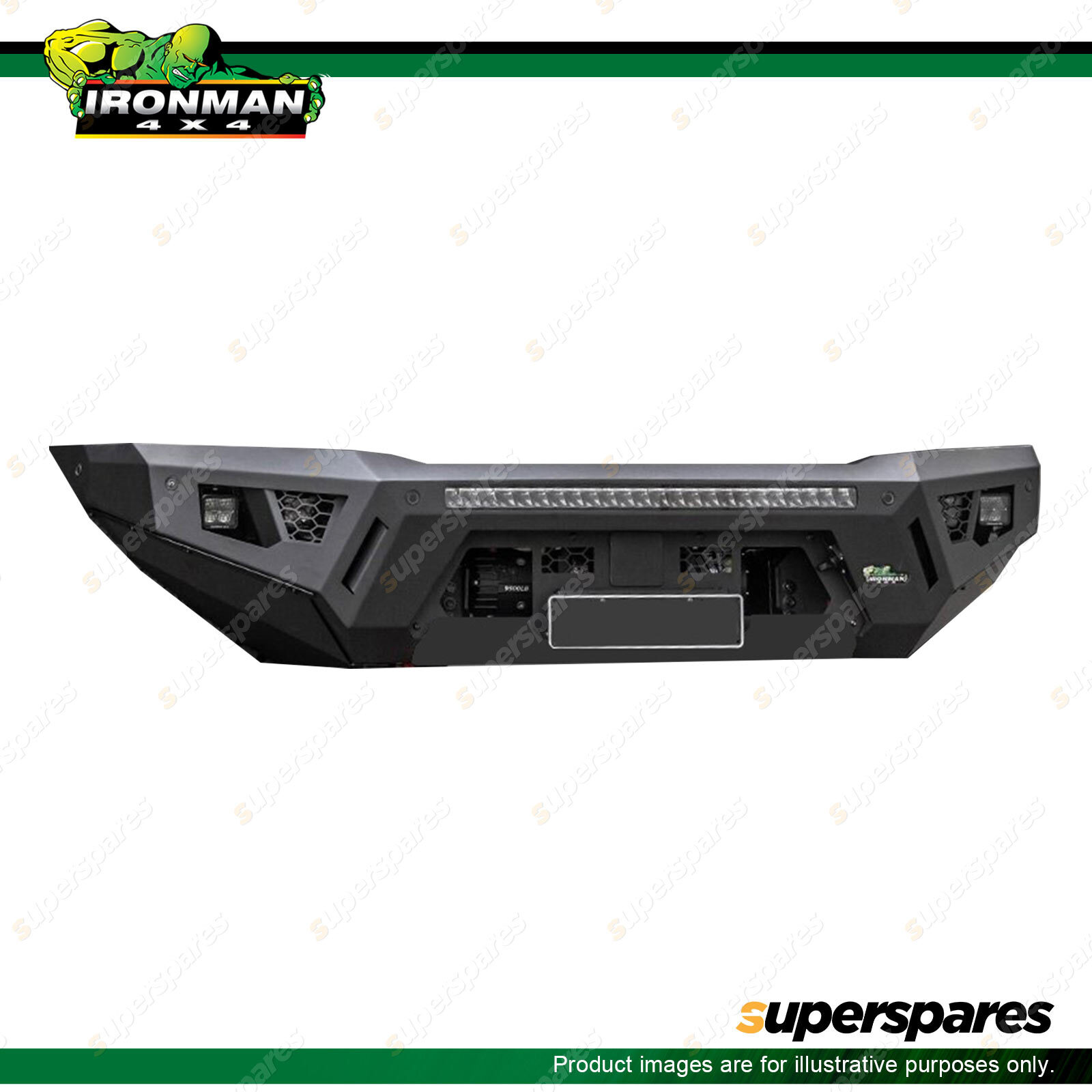Ironman 4x4 Steel Raid Winch Bar Bull Bar Matt Black Color BBR110 Excl ...