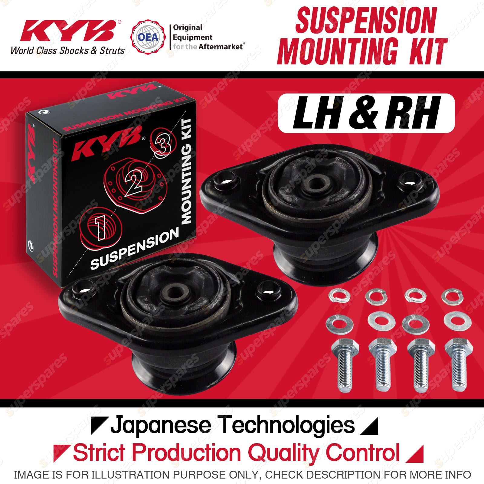 2x KYB Rear Strut Top Mounts for KIA Sportage SL SUV 10-16 Mounting ...