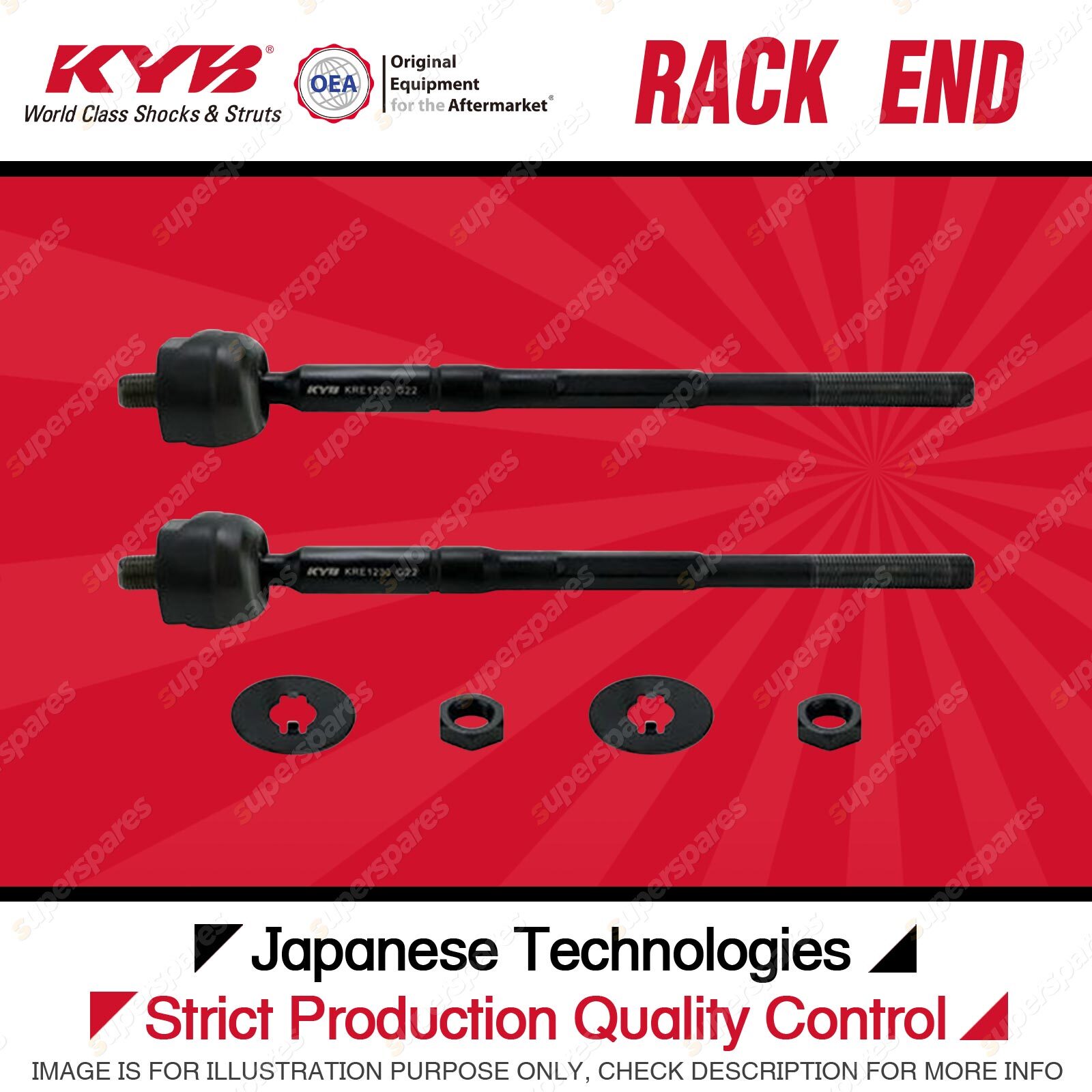 2 x Front KYB Rack Ends for Holden Rodeo TFS77 TFS85 4JH1TC 3.0 TFR26 ...