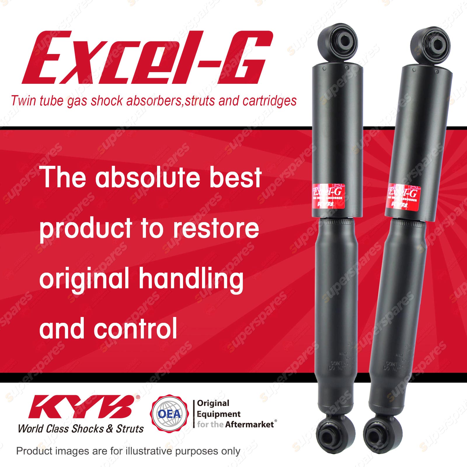 2x Rear KYB Excel-G Shock Absorbers for Ford Falcon Fairlane Fairmont ...