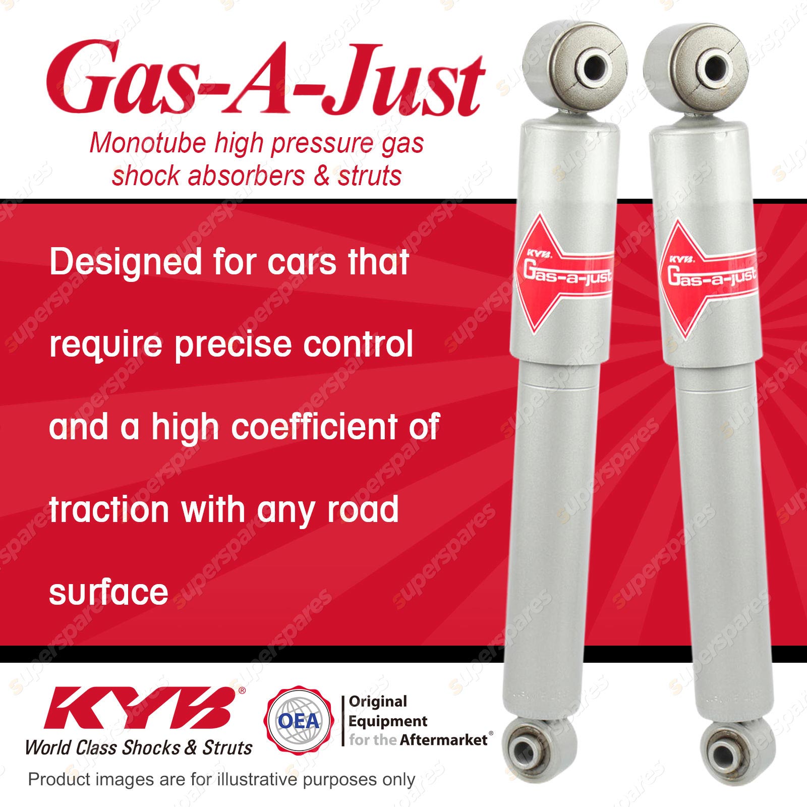 2x Rear KYB Gas-A-Just Shock Absorbers for Hyundai Veloster FS G4FD 1.6 ...