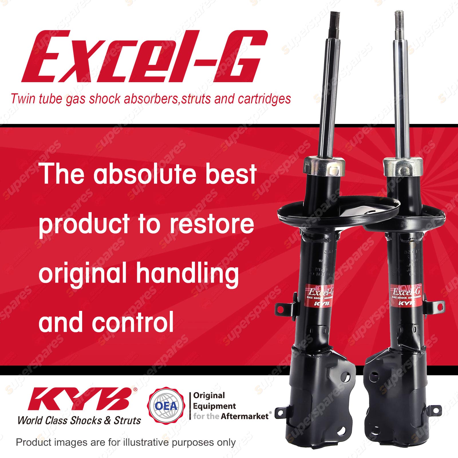 2x Rear KYB Excel-G Strut Shock Absorbers for Toyota Corolla AE112R ...
