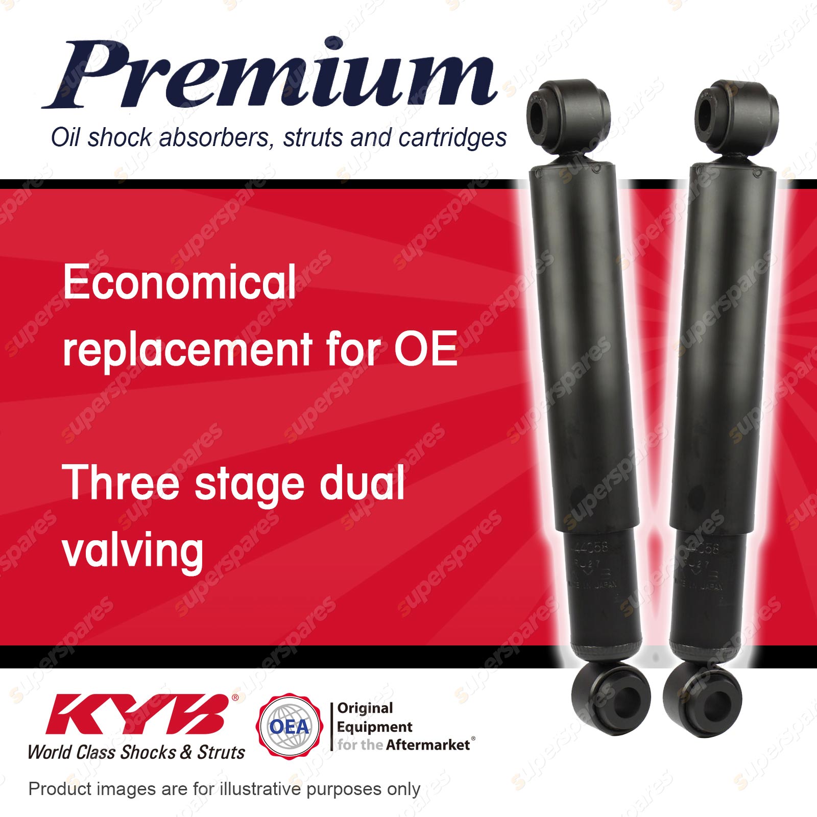 2x Rear KYB Premium Shock Absorbers for Isuzu NKR NLR NLS NMR NNR NPR NQR