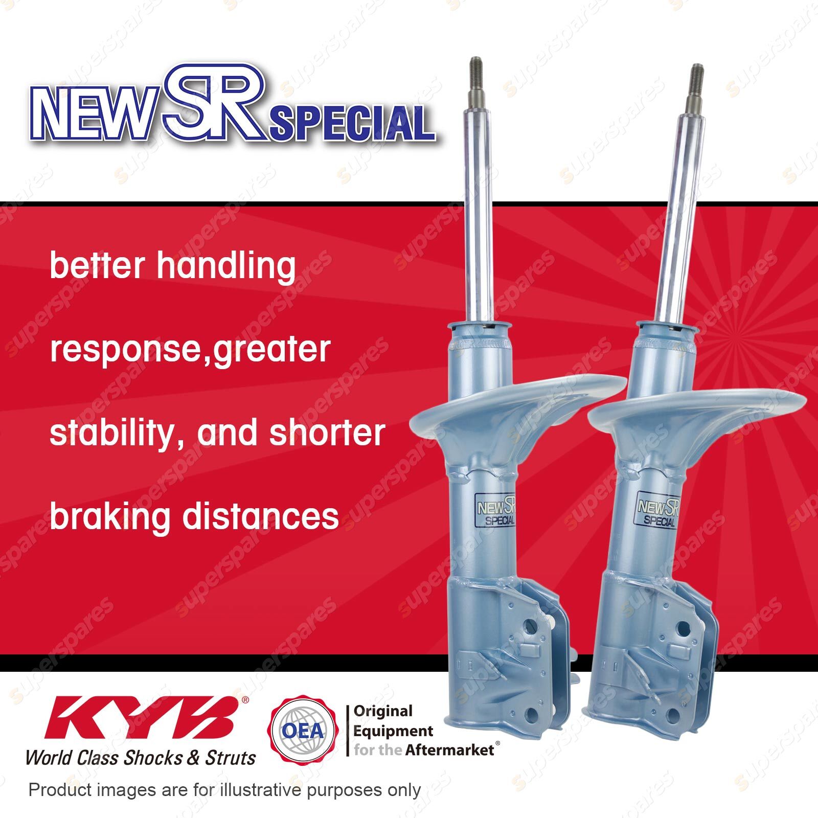 2 x KYB Front New SR Special Strut Shocks for Subaru Liberty Exiga YA9 2.5L