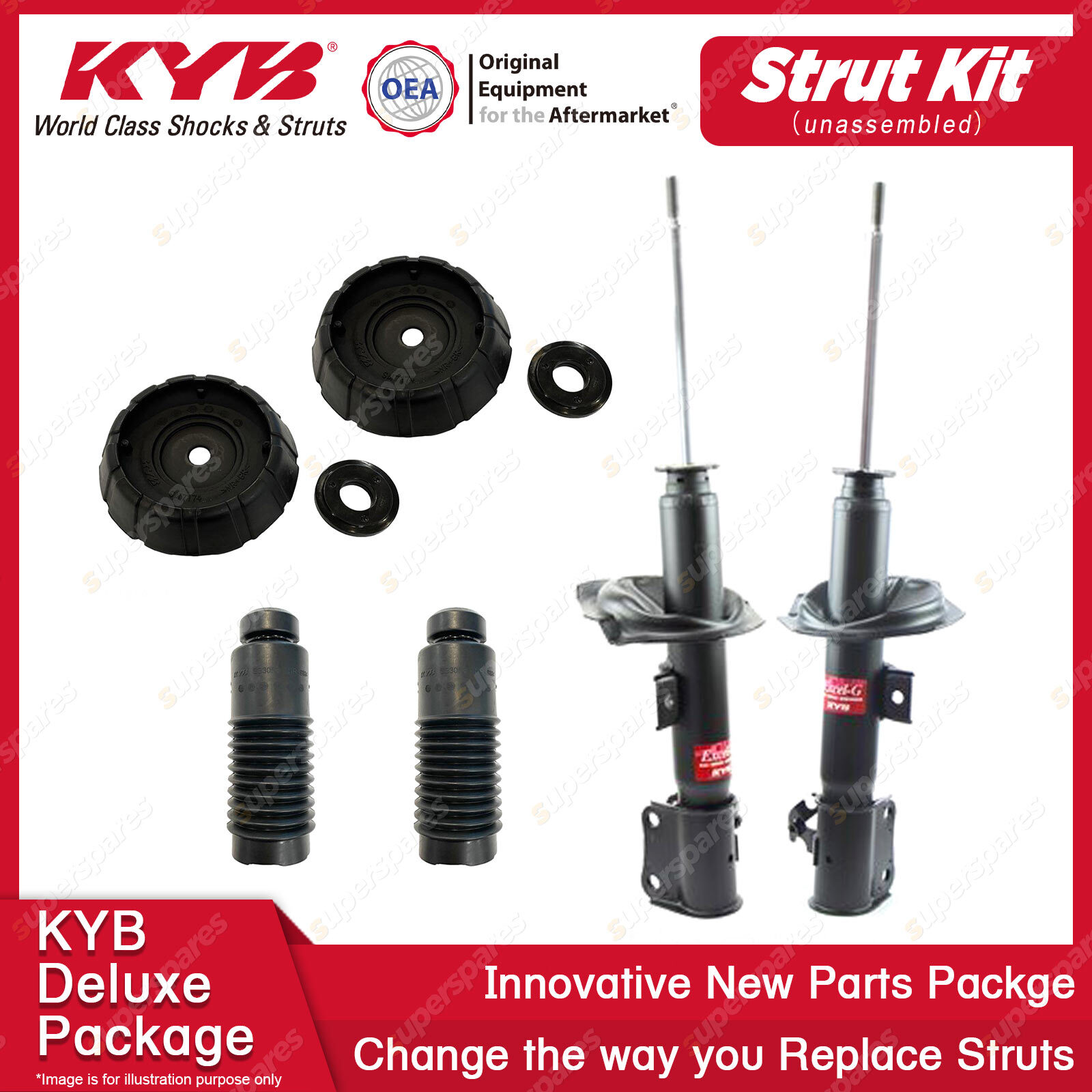 Front KYB Shock Absorbers Strut Mount Protection Kit for Suzuki Swift ...